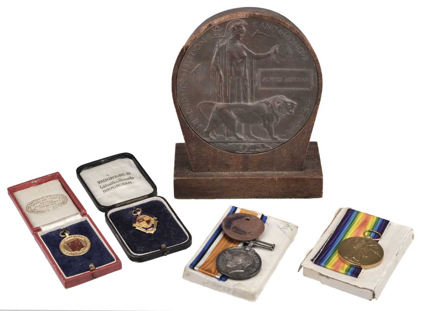 Lot 285 - WWI Casualty Medals. Rifleman Alfred Morgan,