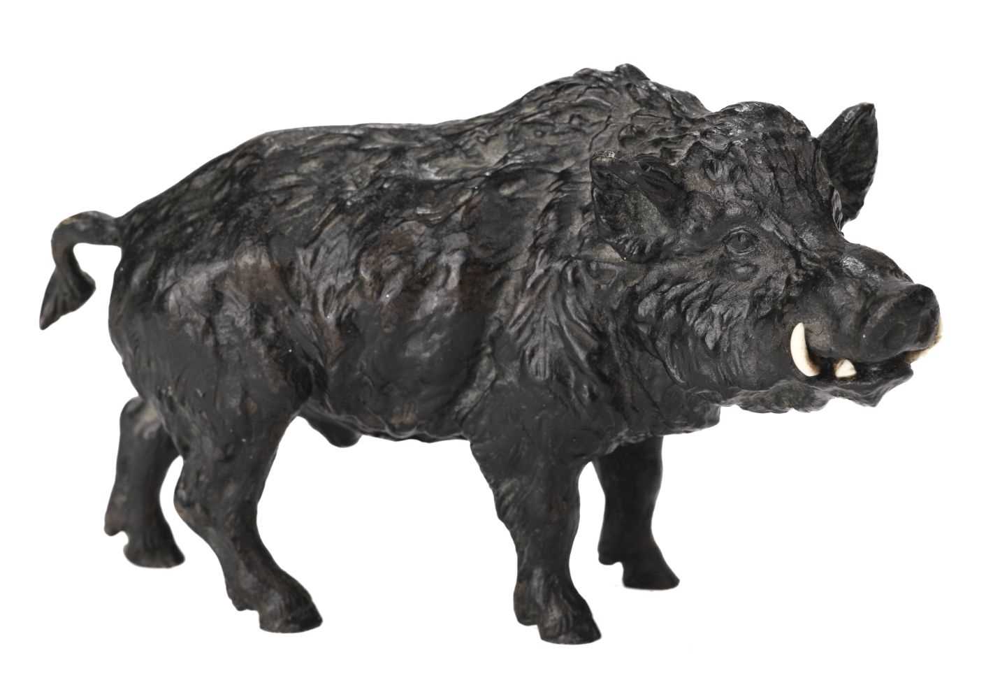 Lot 234 - Bronze. A 19th century patinated bronze boar