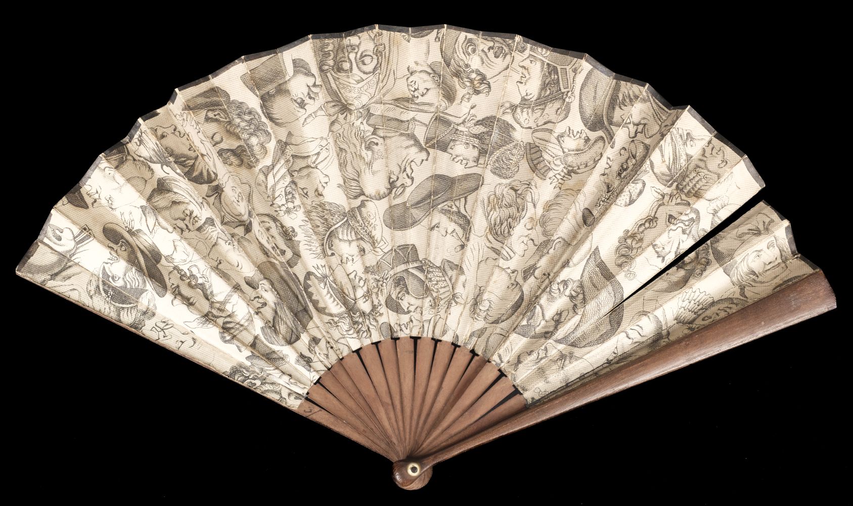 Lot 453 - Caricature fan. A printed paper fan, no