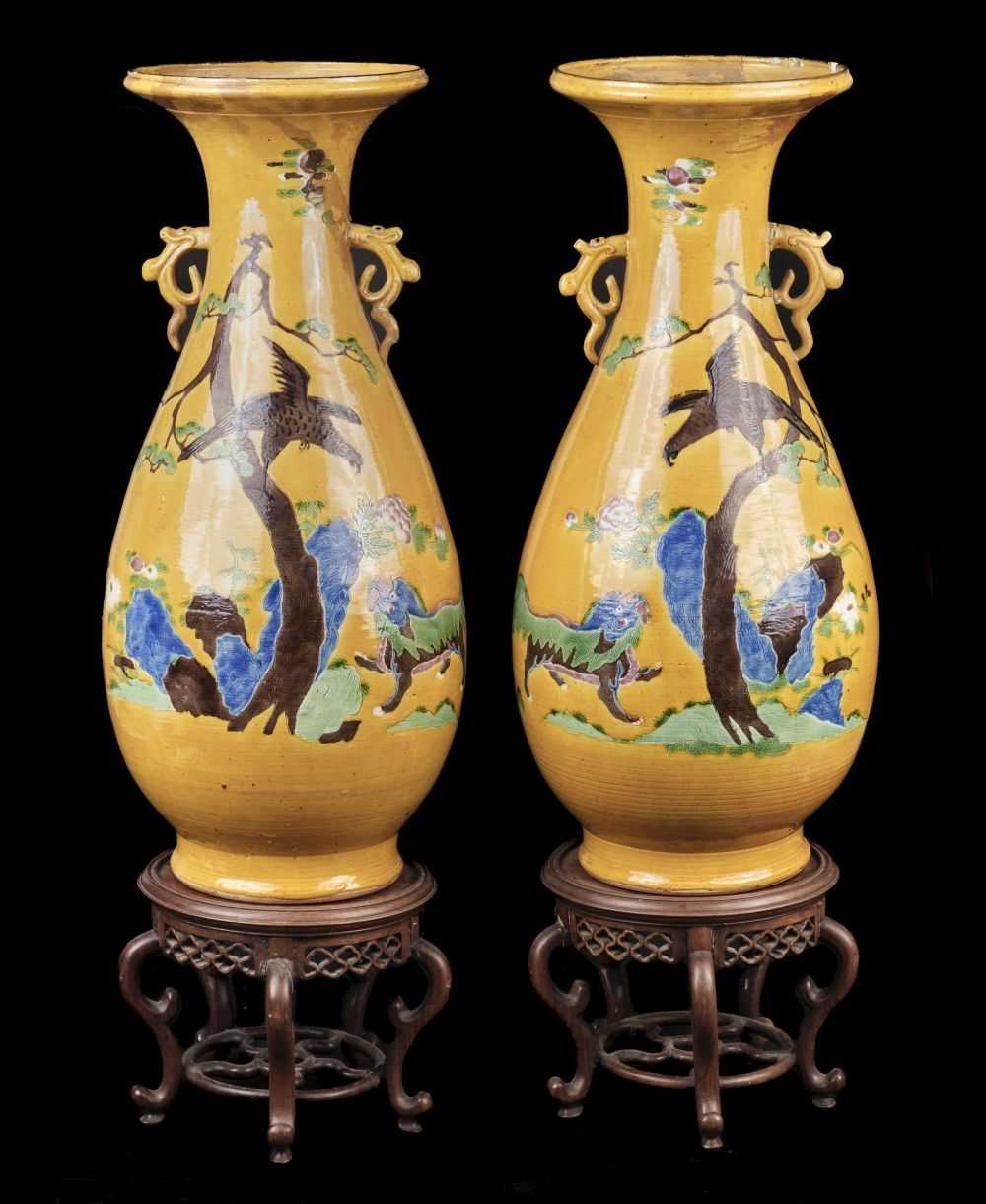Lot 1 - Vases. A pair of large Chinese earthenware