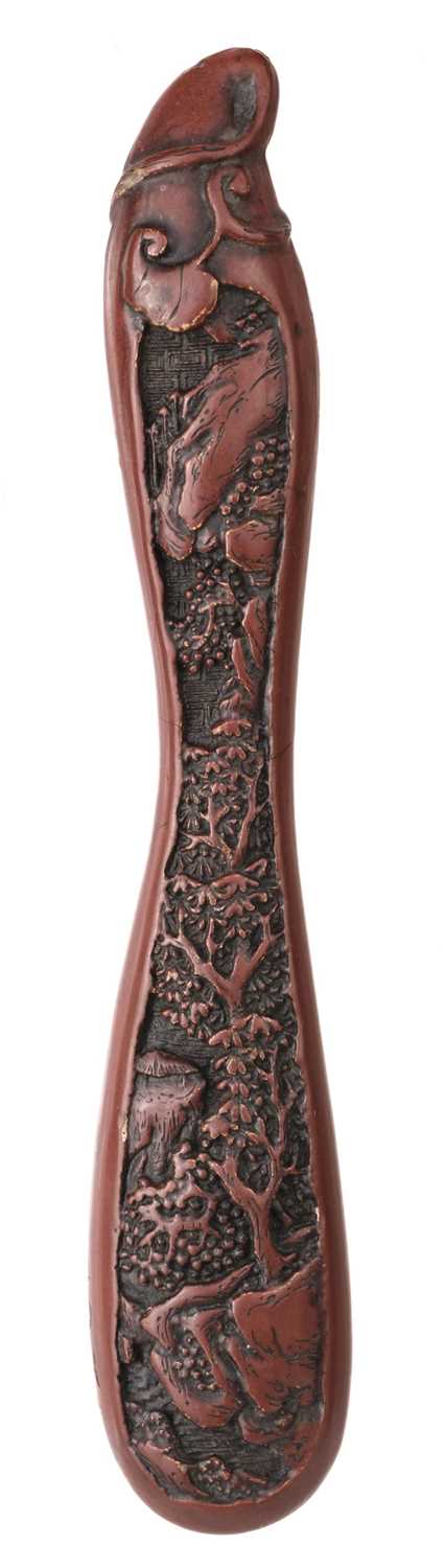 Lot 169 - Paperweight. Chinese red lacquer