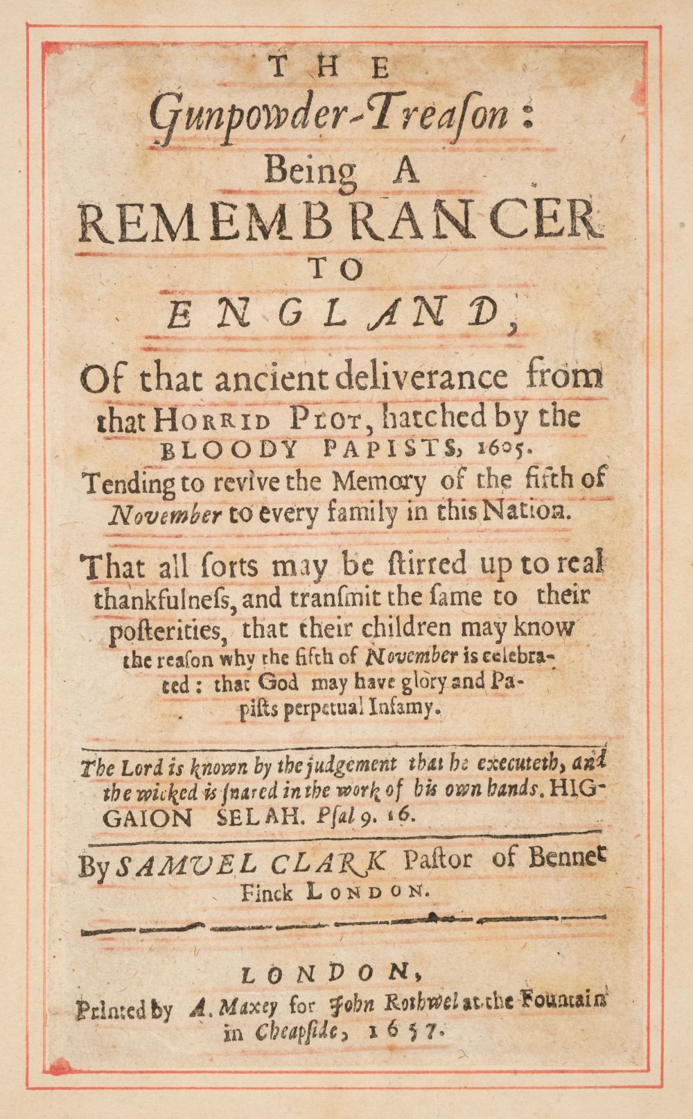Lot 89 - Clarke (Samuel). The Gunpowder-Treason: Being