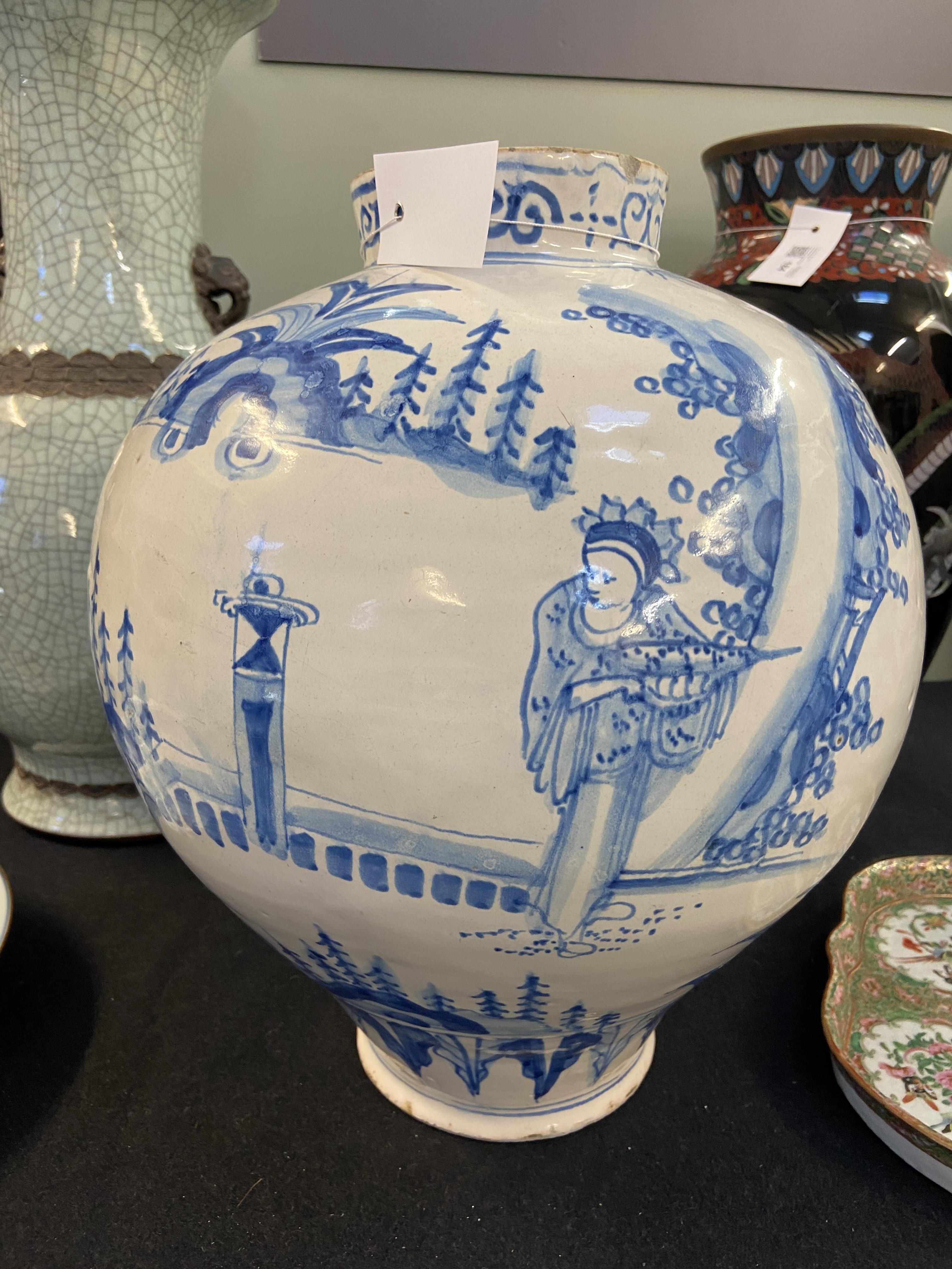 Lot 253 - Delft Vase. A Dutch delft shoulder vase