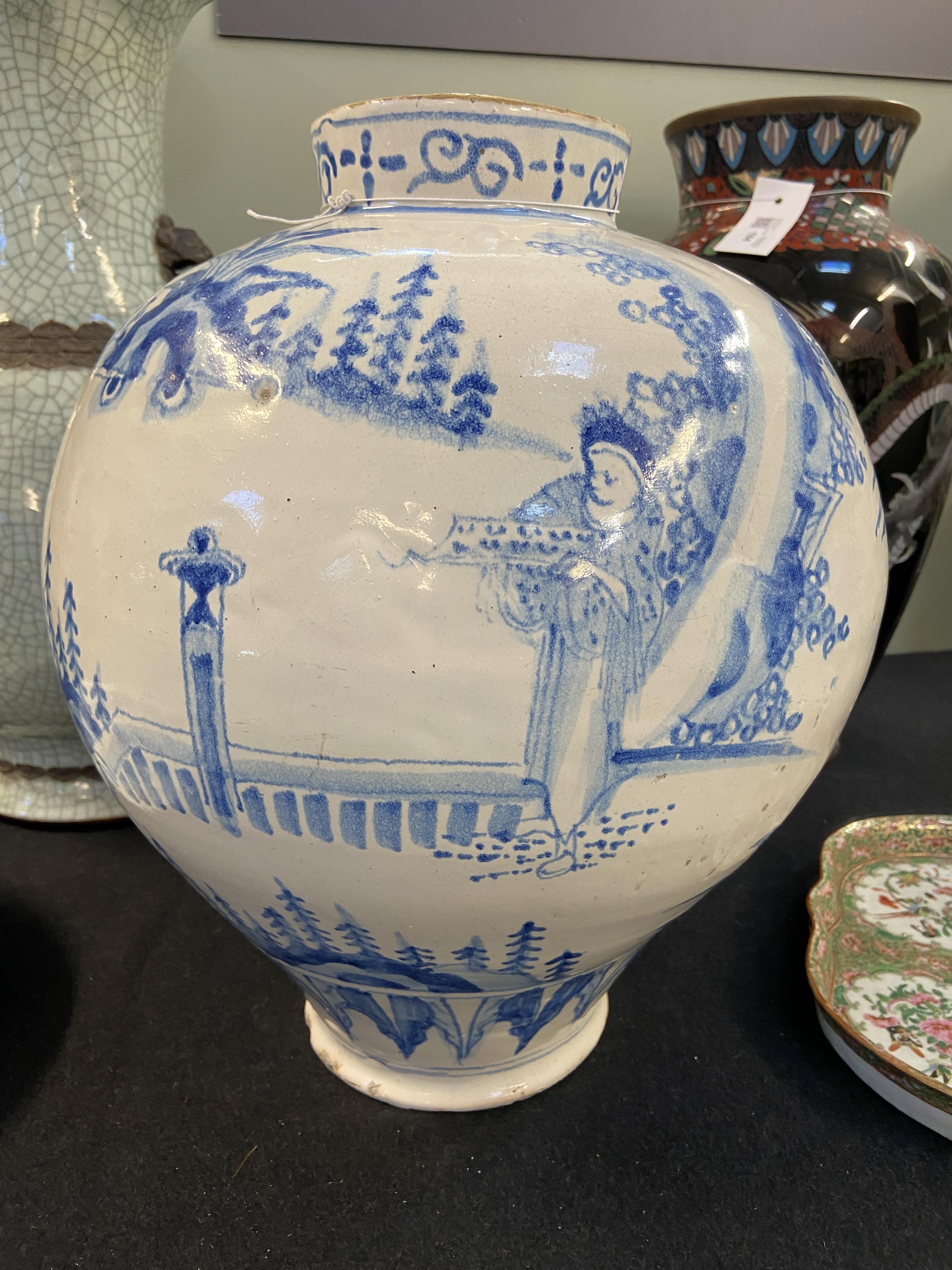 Lot 253 - Delft Vase. A Dutch delft shoulder vase