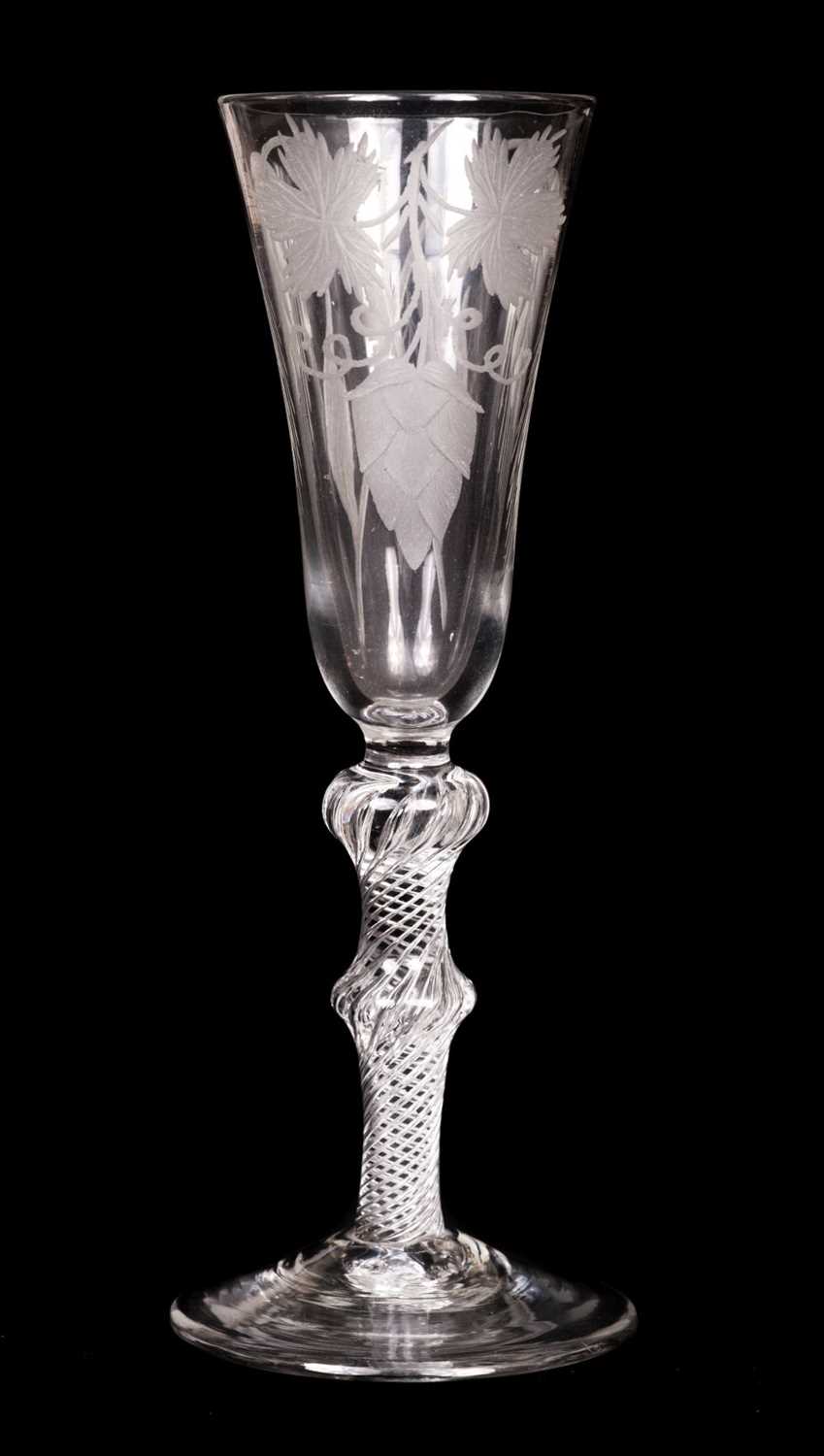 Lot 268 - Drinking Glass. A tall multi-spiral air