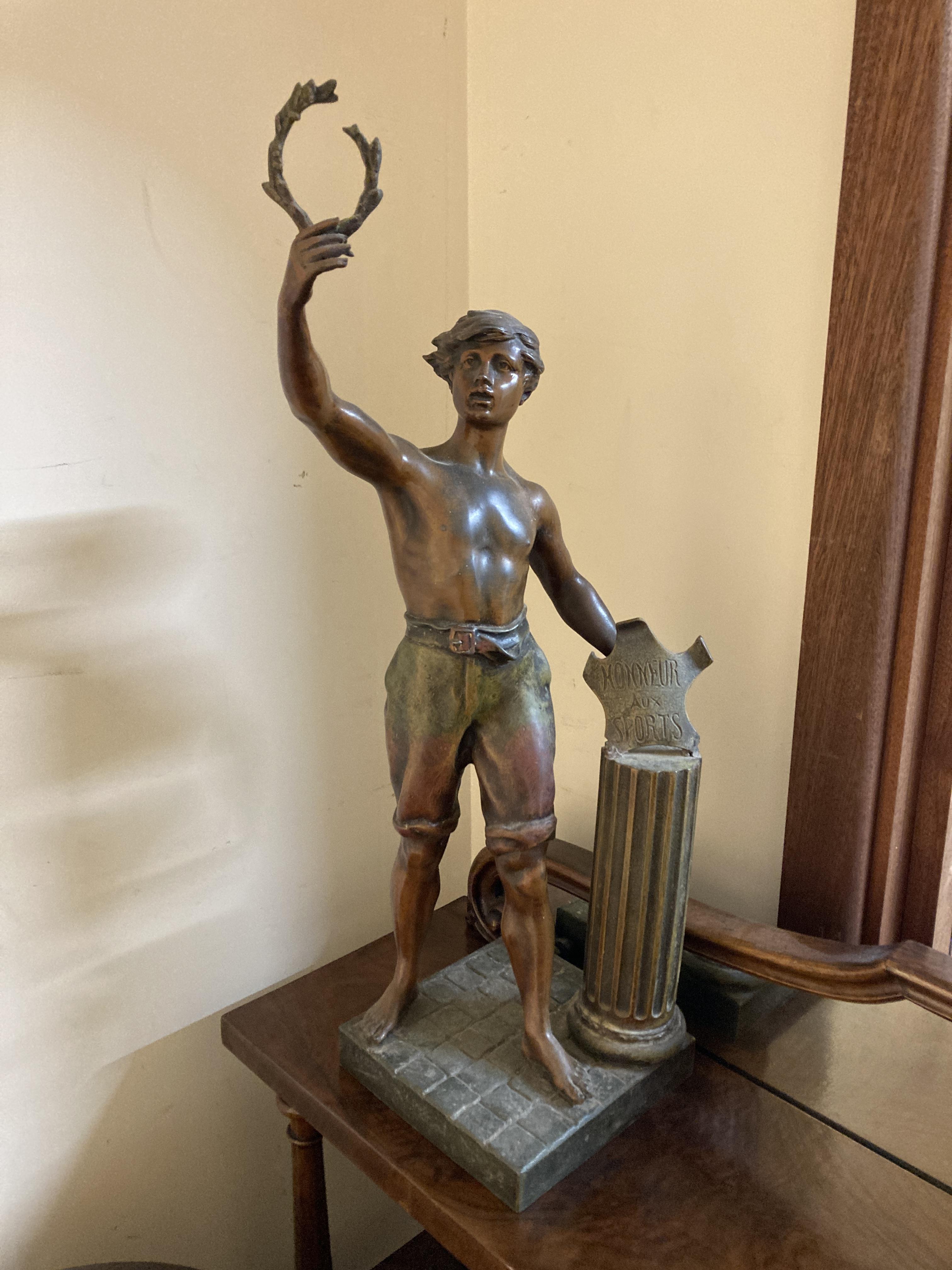 Lot 394 - Sporting Sculpture. A French spelter figure