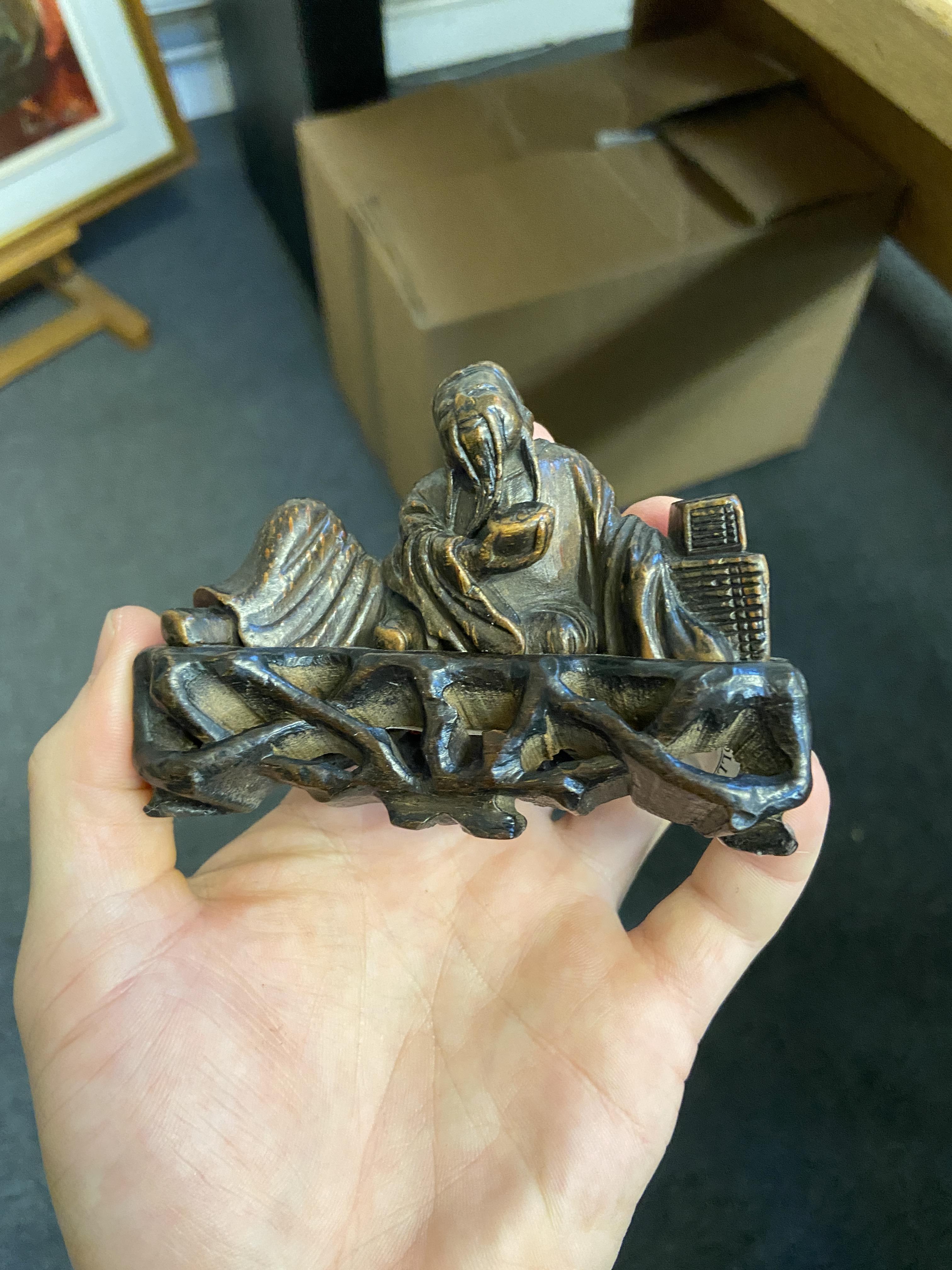 Lot 170 - Brush Rest. Chinese hardwood carved brush