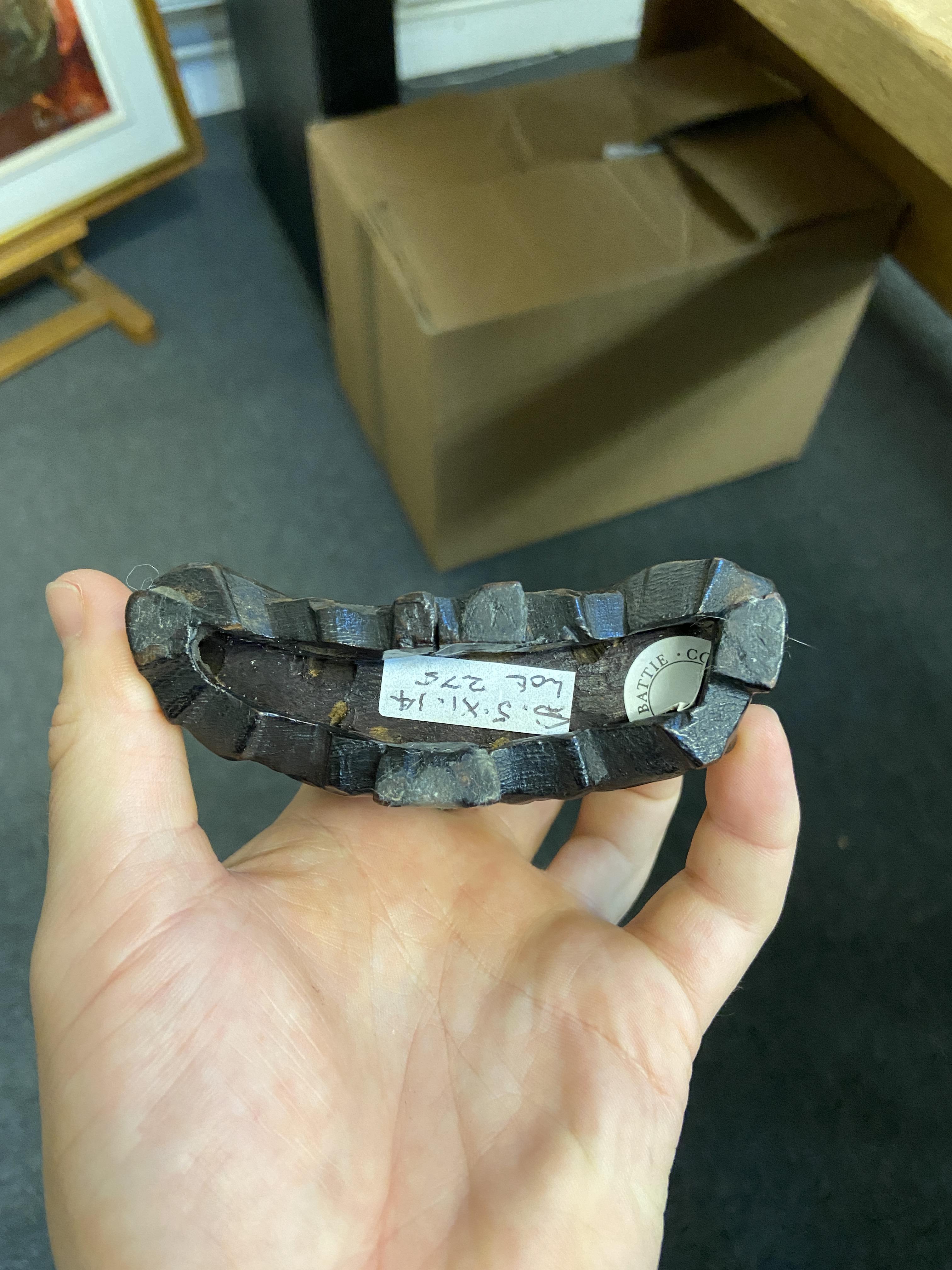 Lot 170 - Brush Rest. Chinese hardwood carved brush