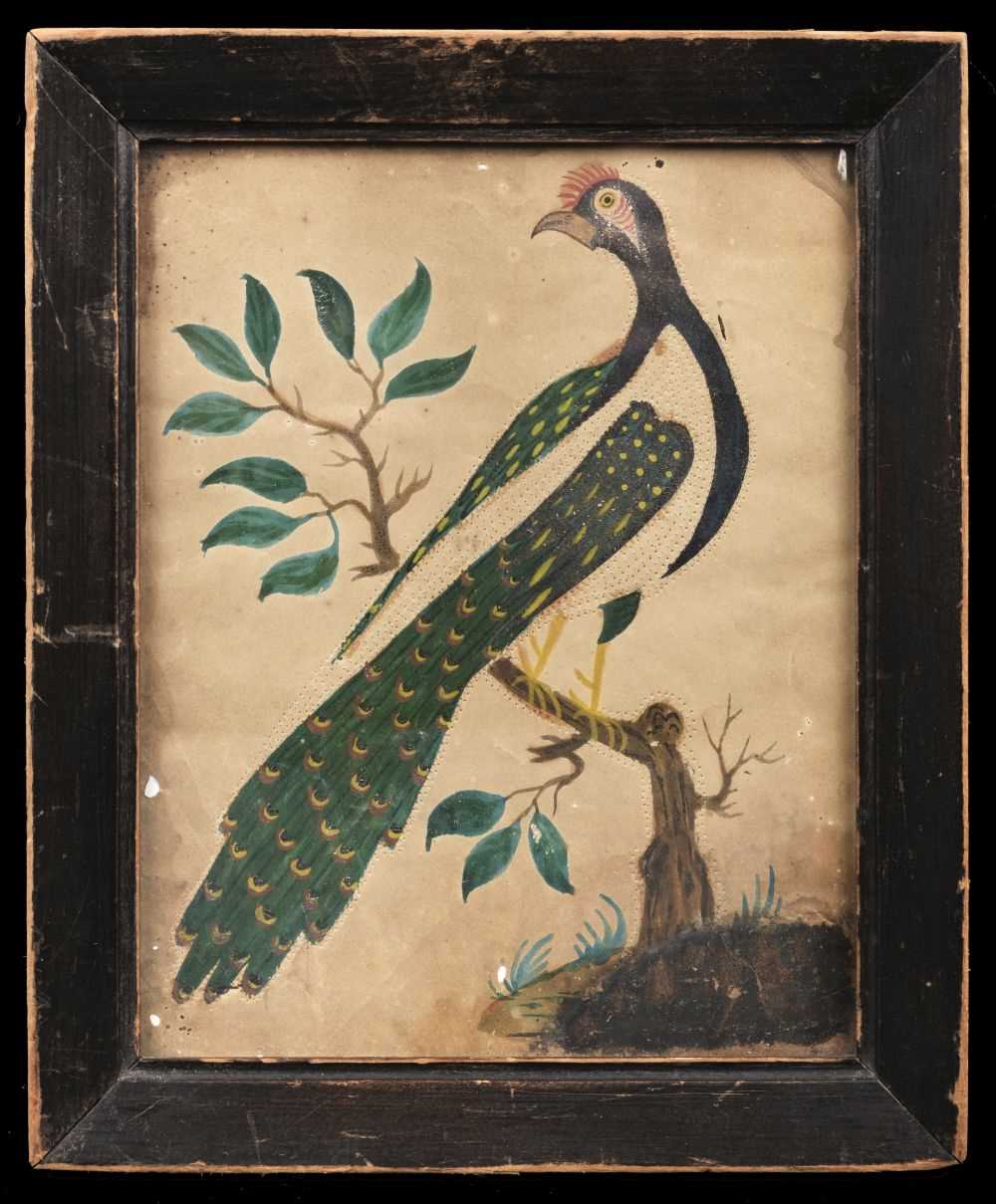 Lot 433 - Pinprick pictures. A pair of watercolour