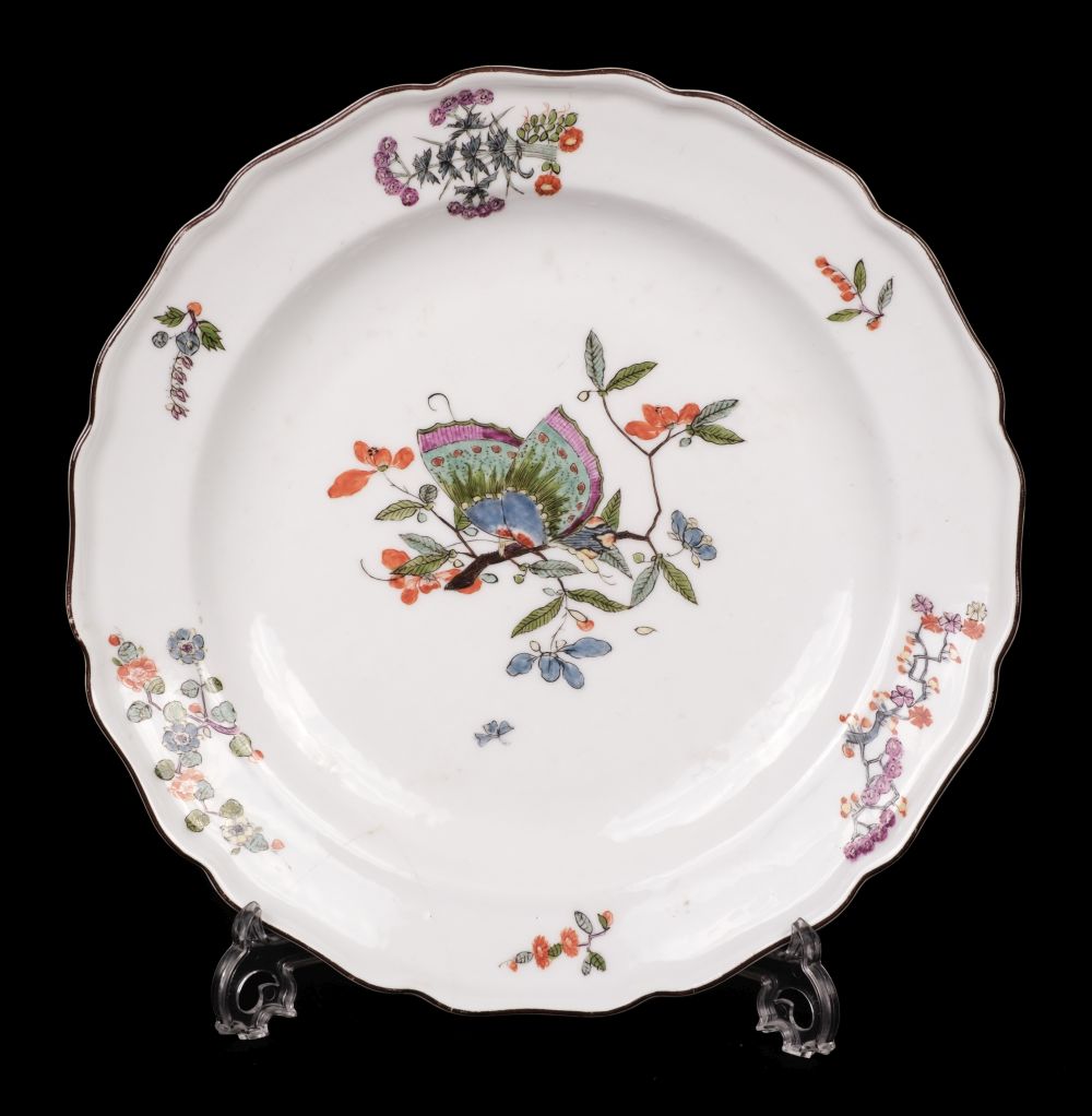 Lot 259 - Plate. Meissen polychrome porcelain plate,