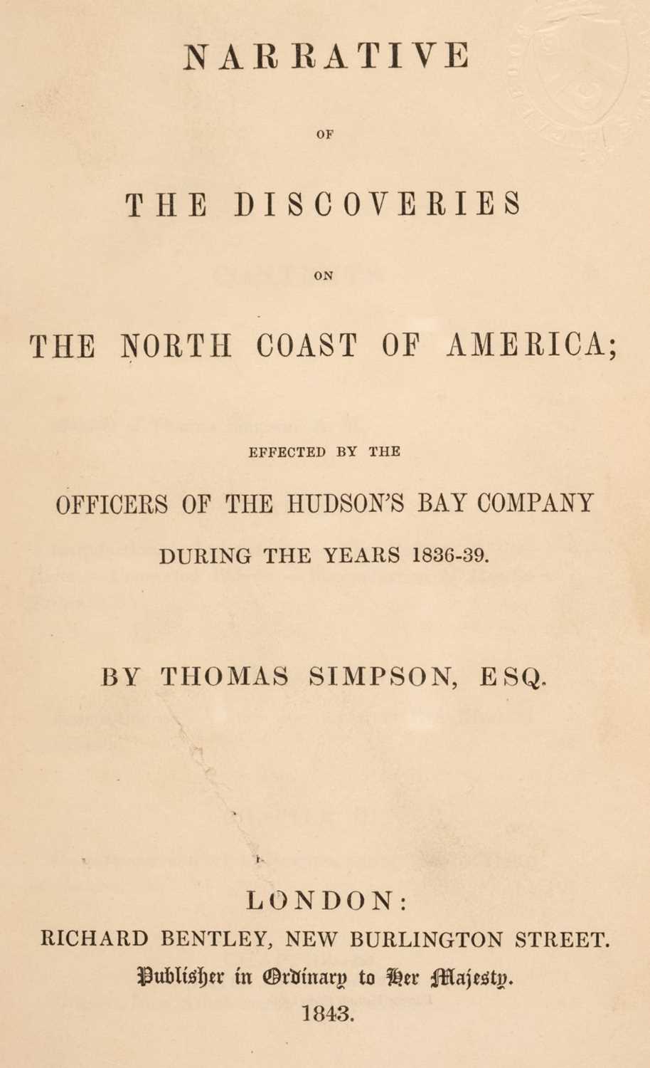 Lot 38 - Simpson (Thomas). Narrative of the