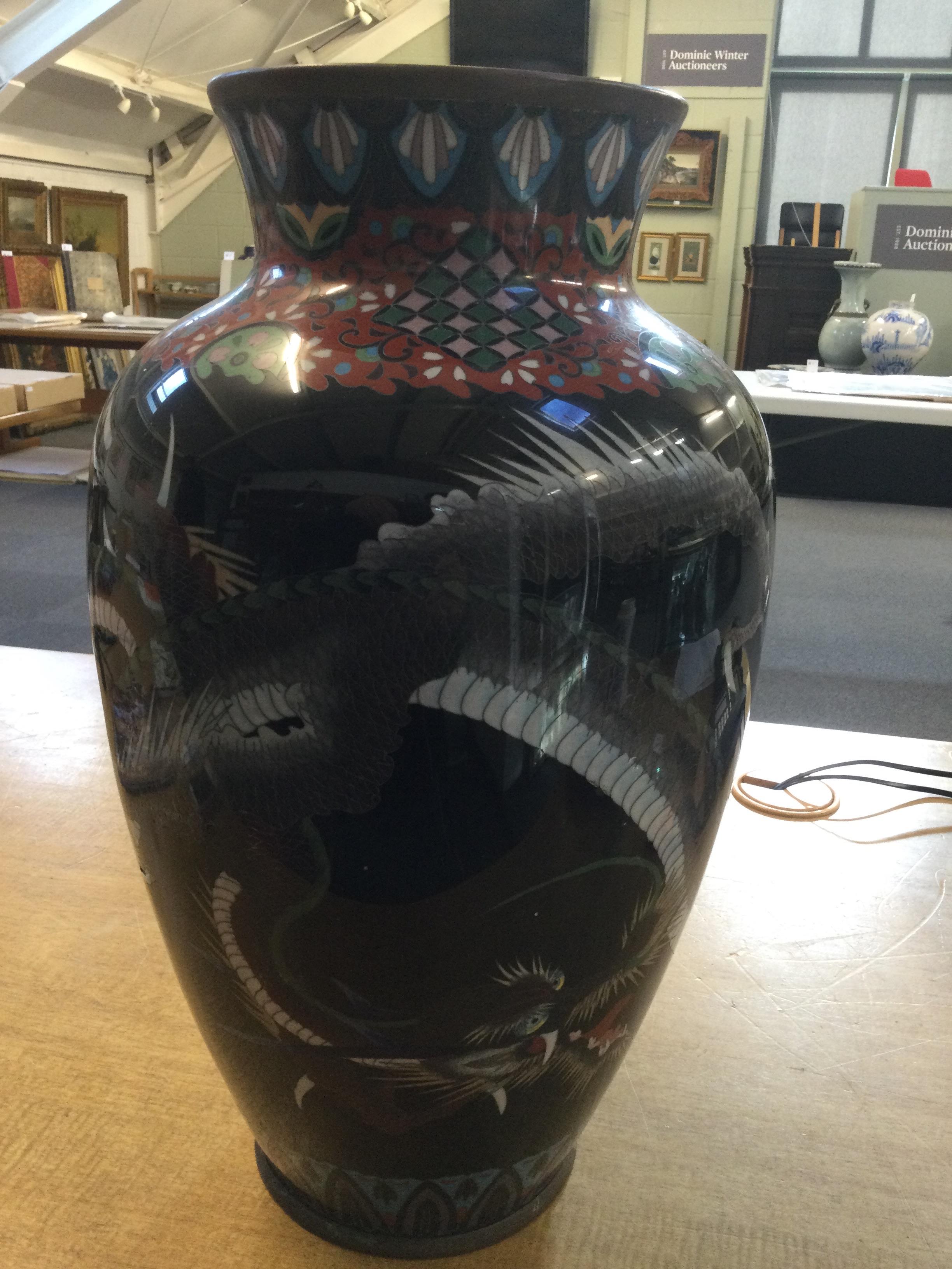 Lot 184 - Vase. Japanese Shippo cloisonné vase, Meiji