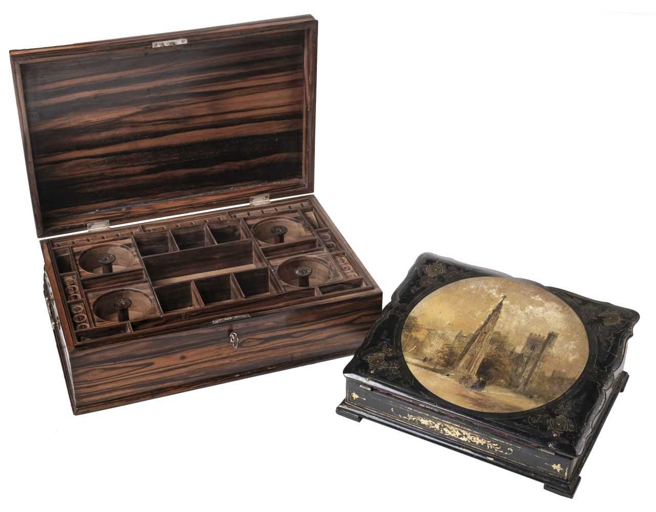 Lot 541 - Boxes. A Victorian papier mache writing