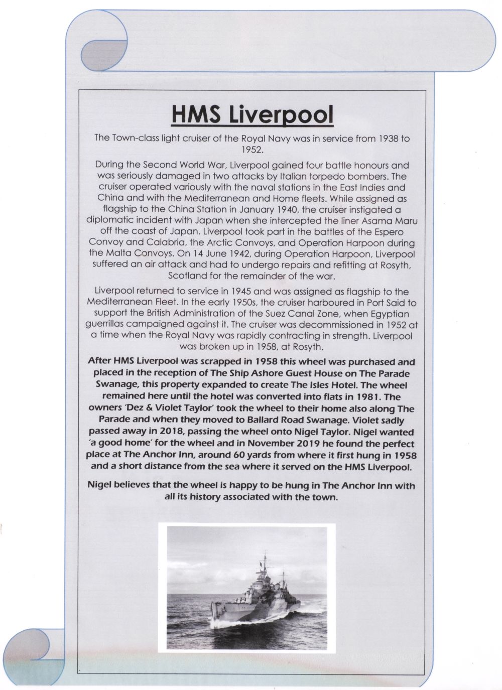 Lot 487 - HMS Liverpool. The ship's wheel from HMS