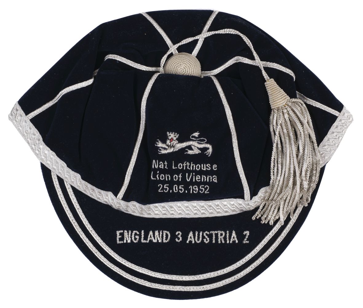Lot 221 - England football cap. Nat Lofthouse Lion of