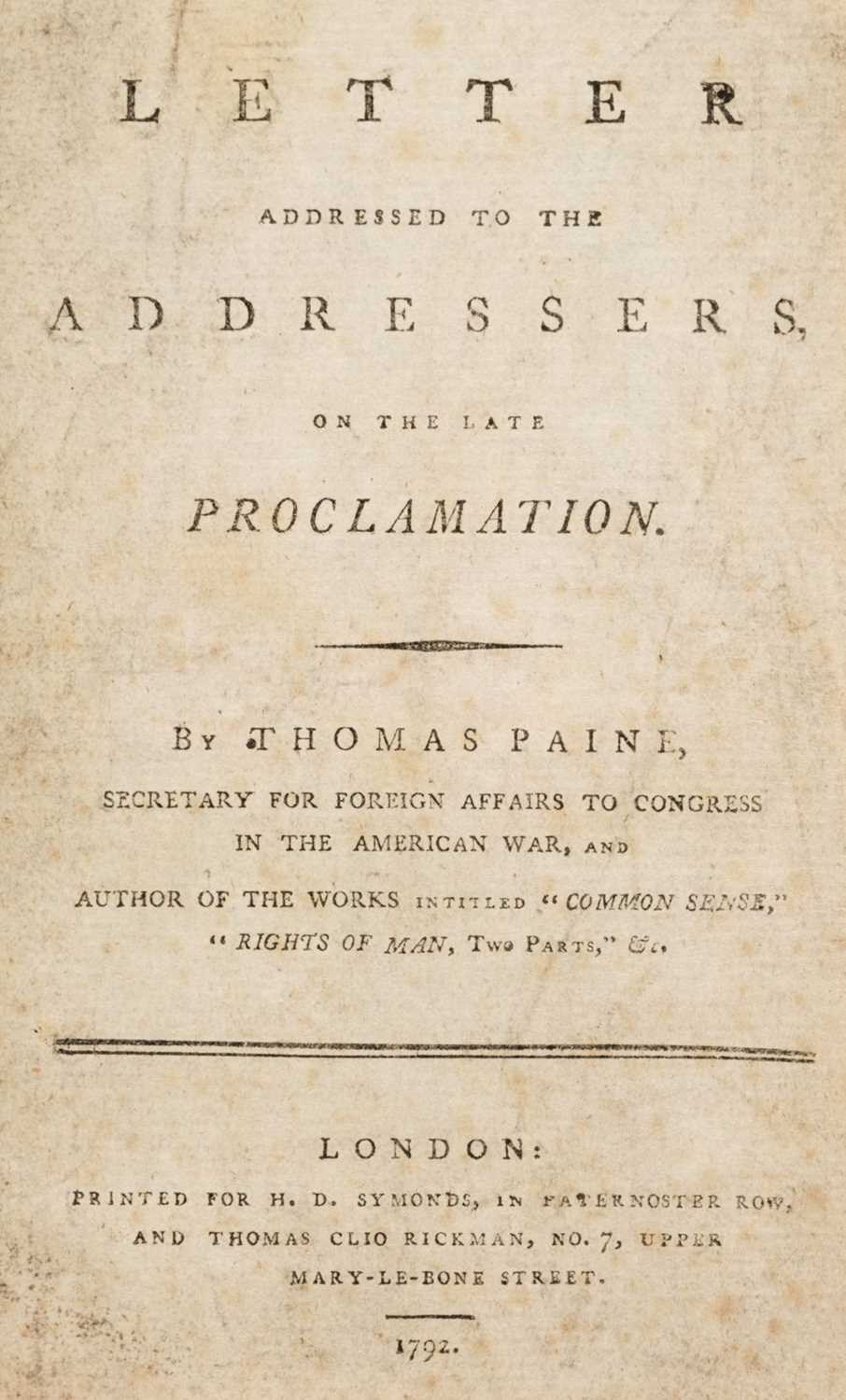 Lot 242 - Paine (Thomas). Letter Addressed to the