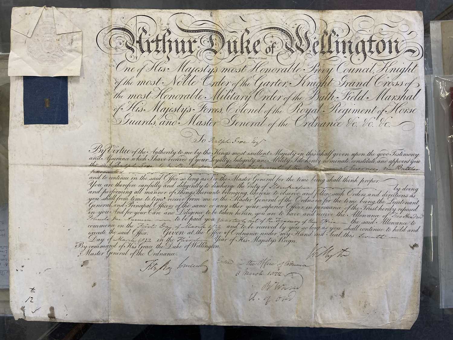 Lot 319 - Wellesley (Arthur, 1769-1852). Document