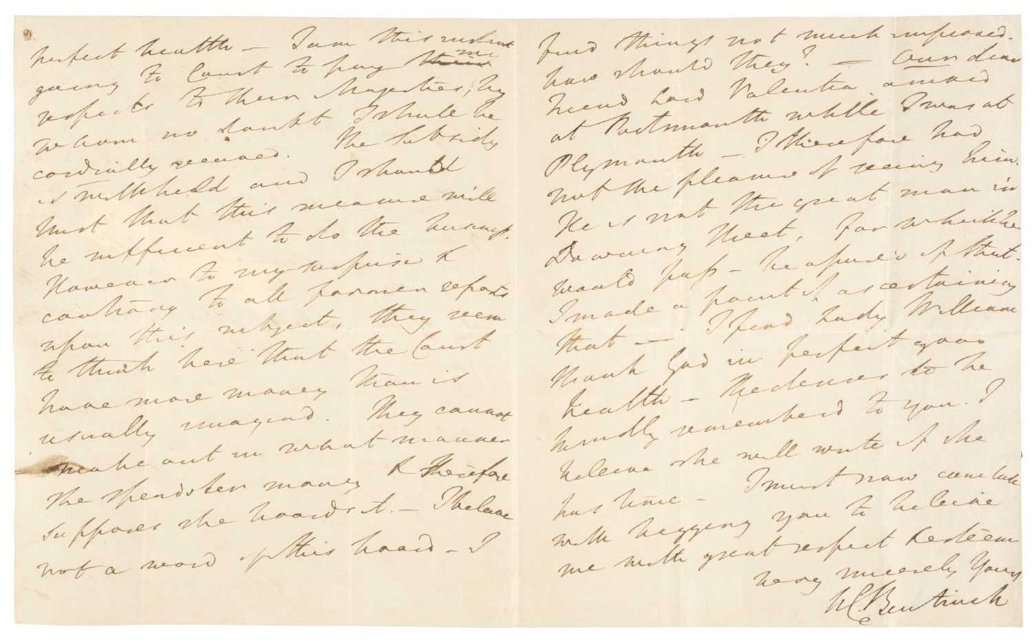 Lot 285 - Bentinck (Lord William, 1774-1839).