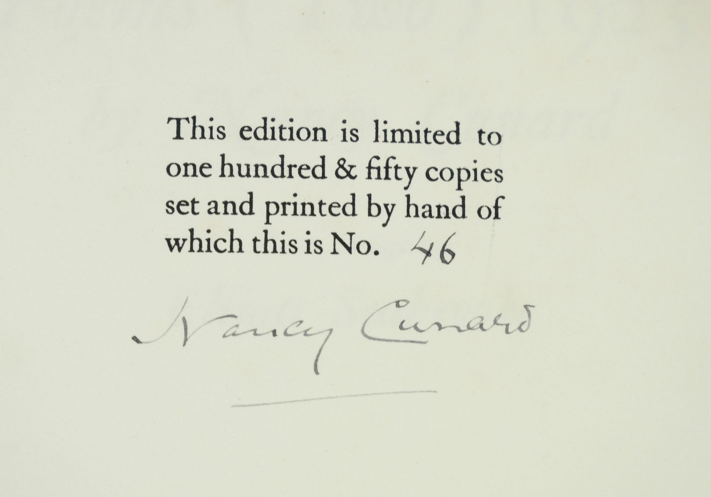 Lot 707 - Cunard (Nancy). Poems (Two) 1925, limited