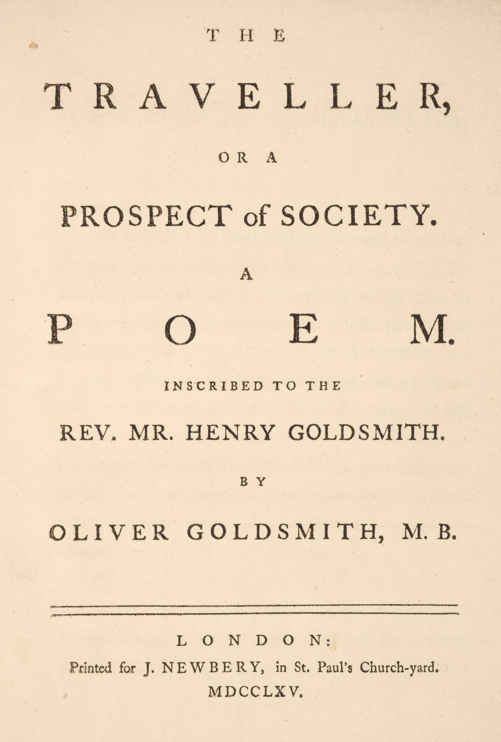 Lot 49 - Goldsmith (Oliver). The Traveller, 1st