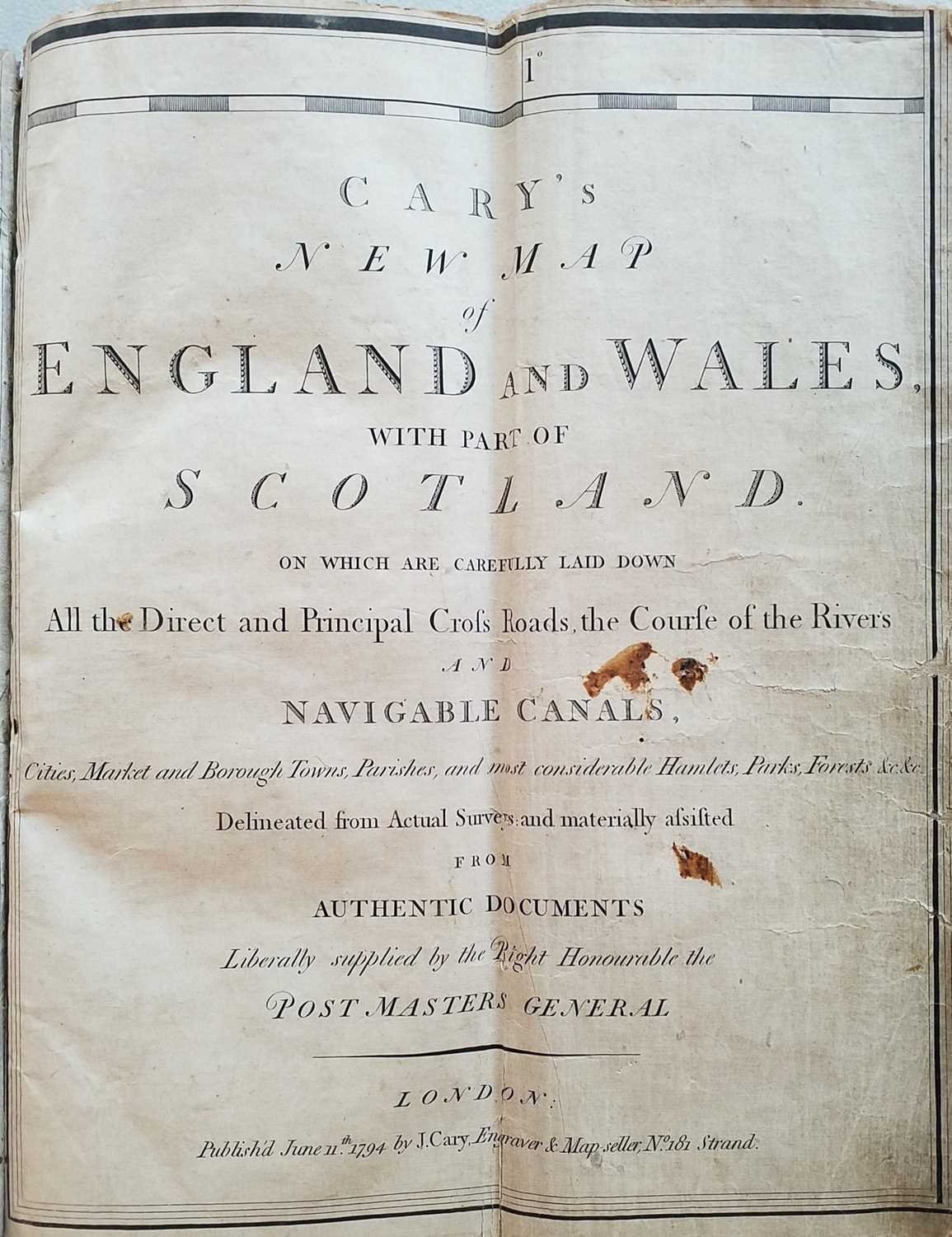 Lot 25 - England & Wales. Cary (John), Cary's New Map