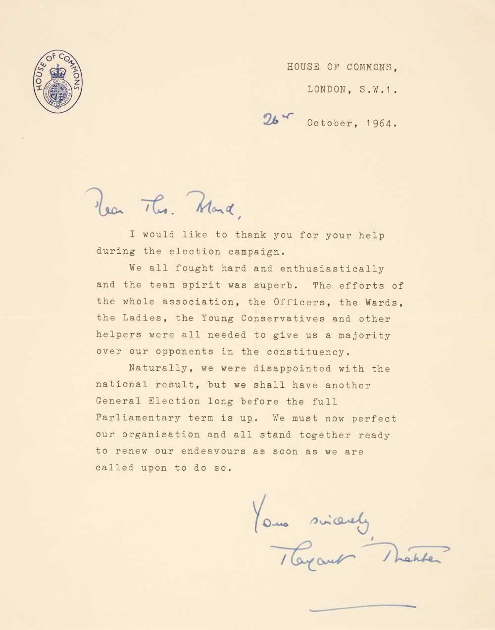 Lot 291 - Thatcher (Margaret Hilda, 1925-2013), A