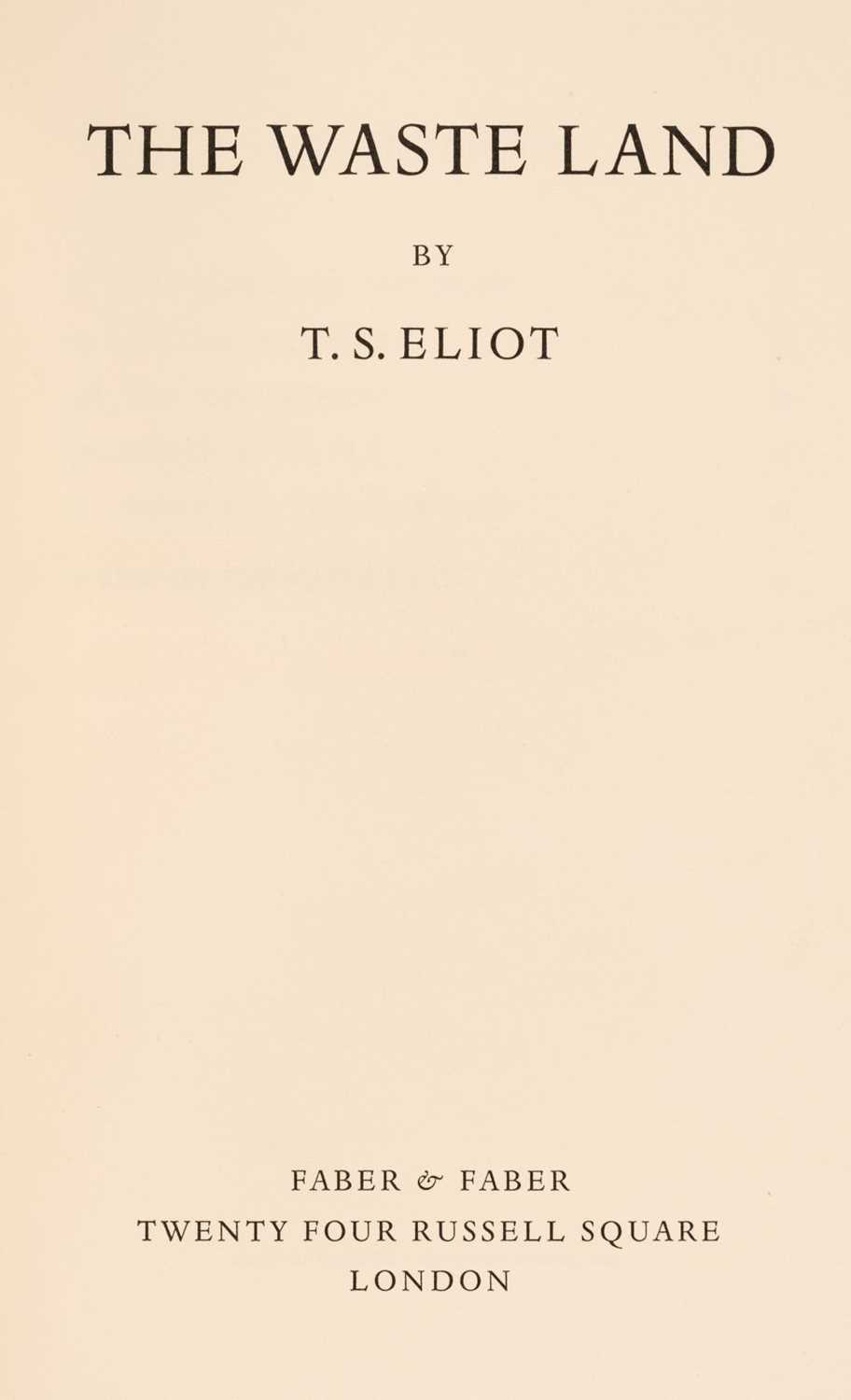 Lot 814 - Eliot (T. S.) The Waste Land, limited