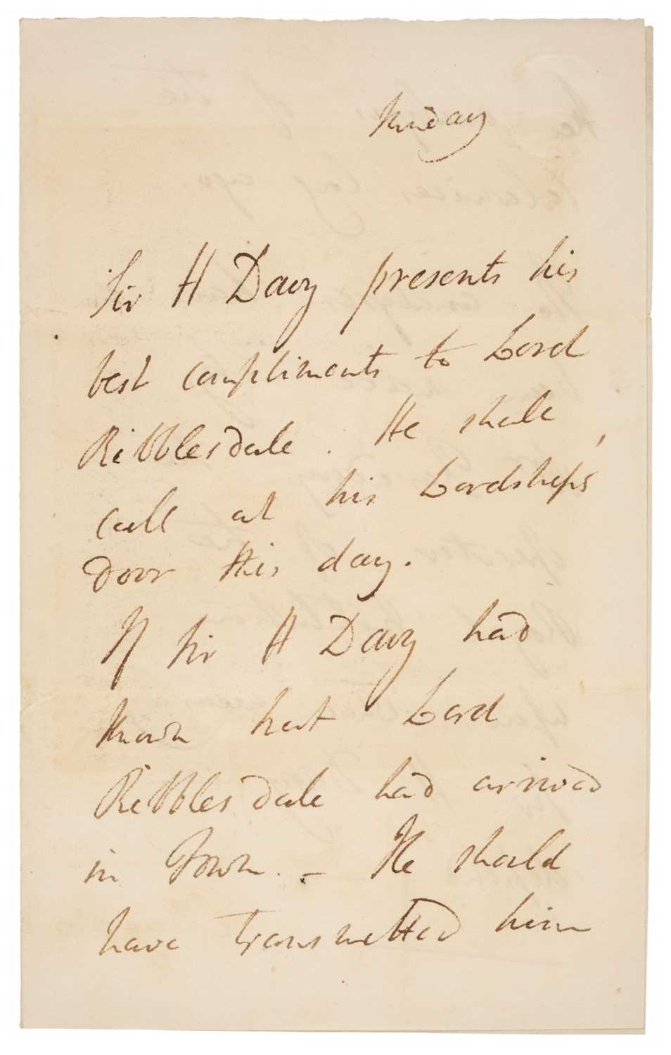 Lot 322 - Davy (Humphry, 1778-1829), Autograph Letter