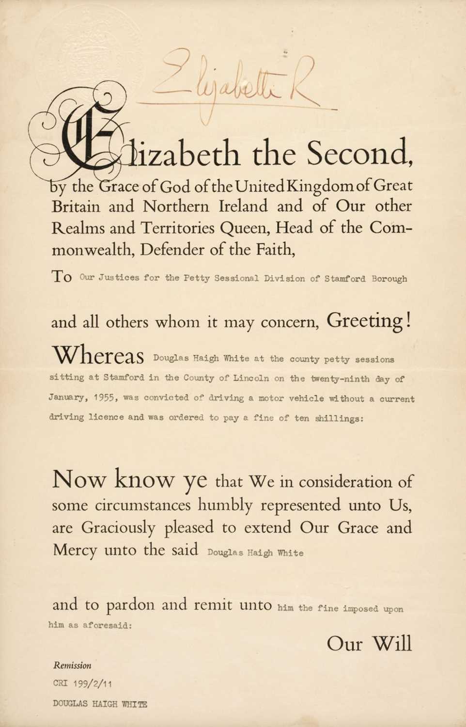 Lot 446 - Elizabeth II (1926-2022), Document Signed,