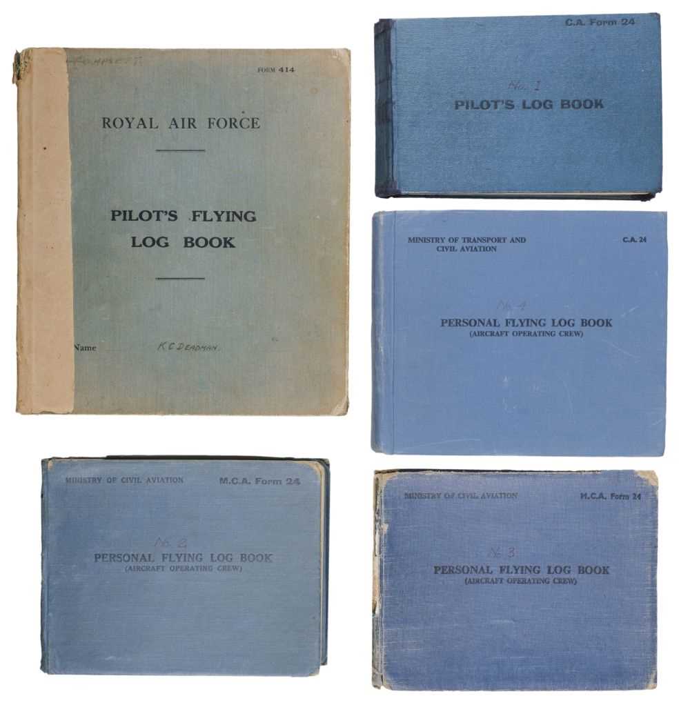 Lot 458 - Log Books. Wing Commander K. Deadman, RAF