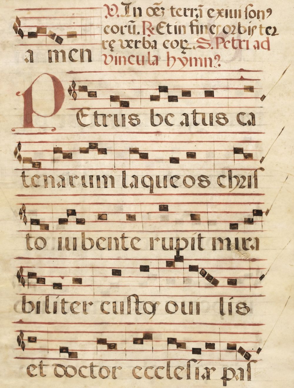 Lot 335 - Antiphonal Leaf. Manuscript vellum sheet,
