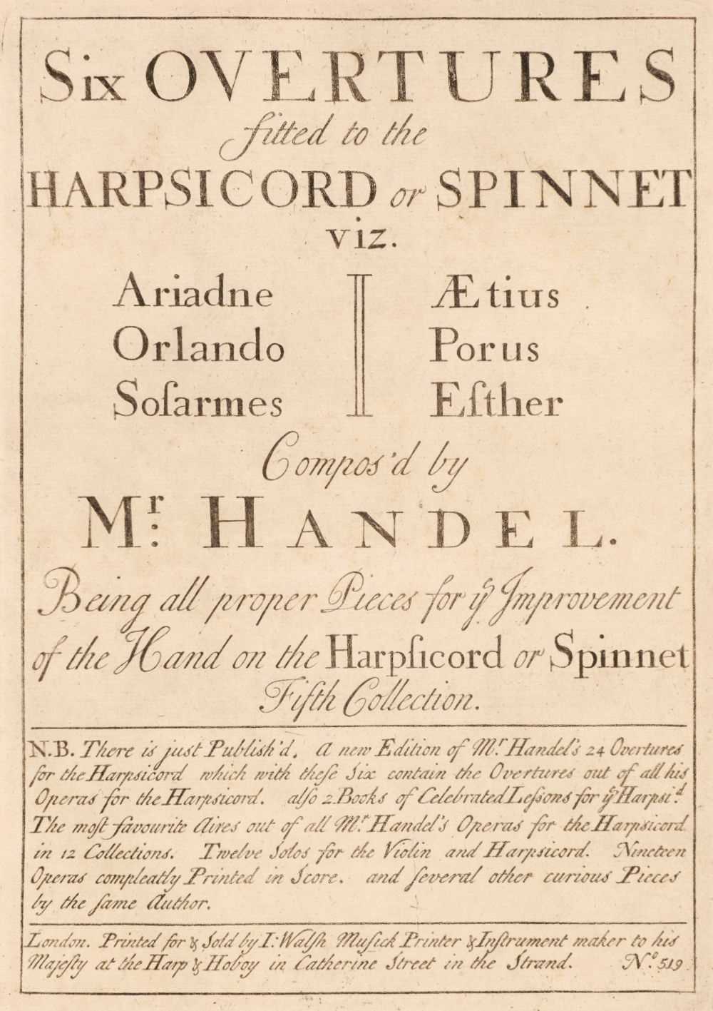 Lot 337 - Handel (George Frideric). Six Overtures