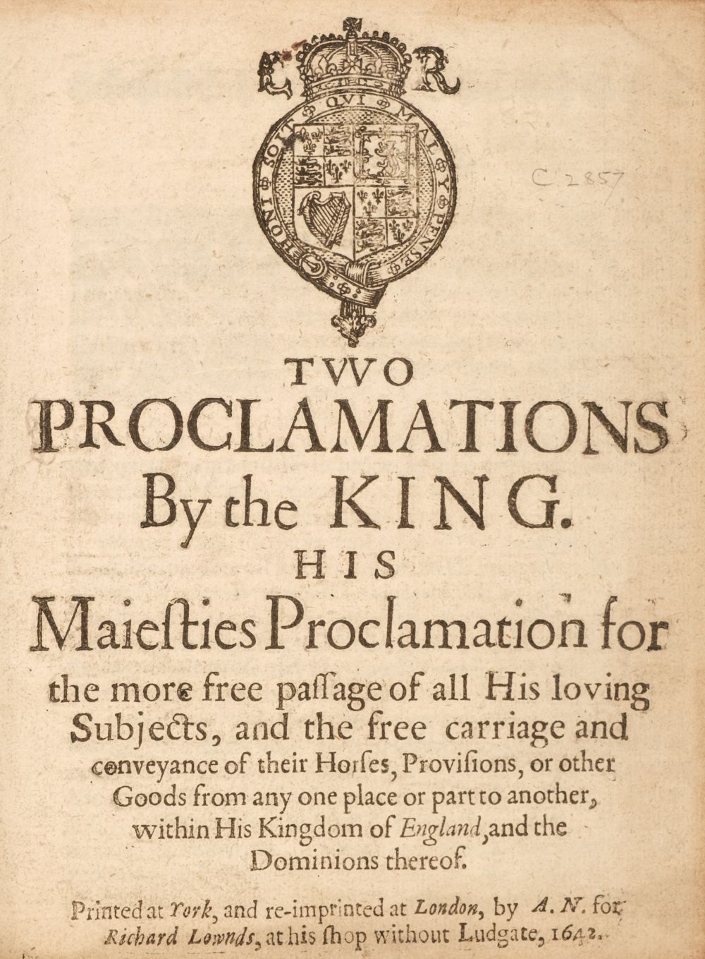 Lot 267 - English Civil War. Two Proclamations by the