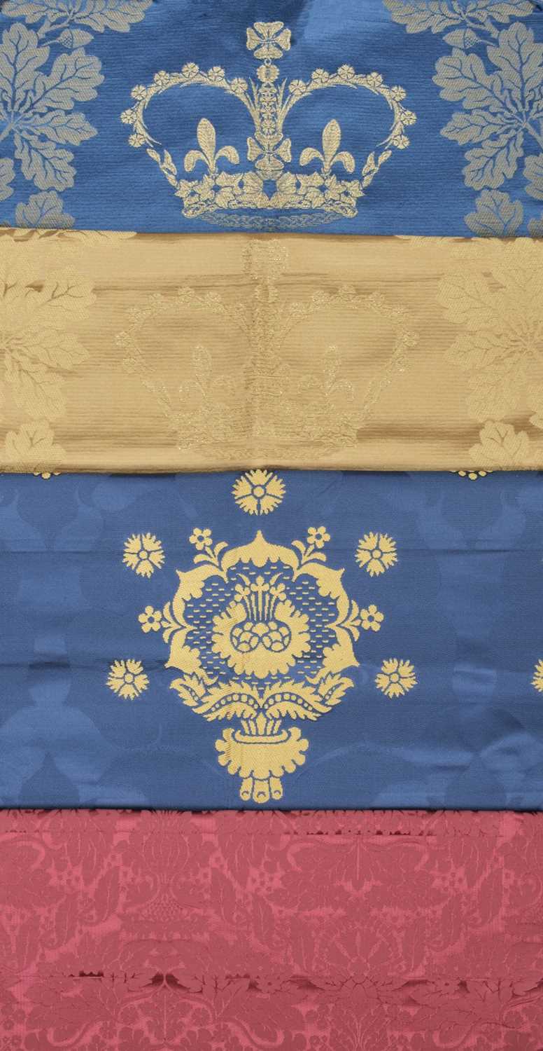 Lot 528 - Royalty. Four samples of fabric used at the