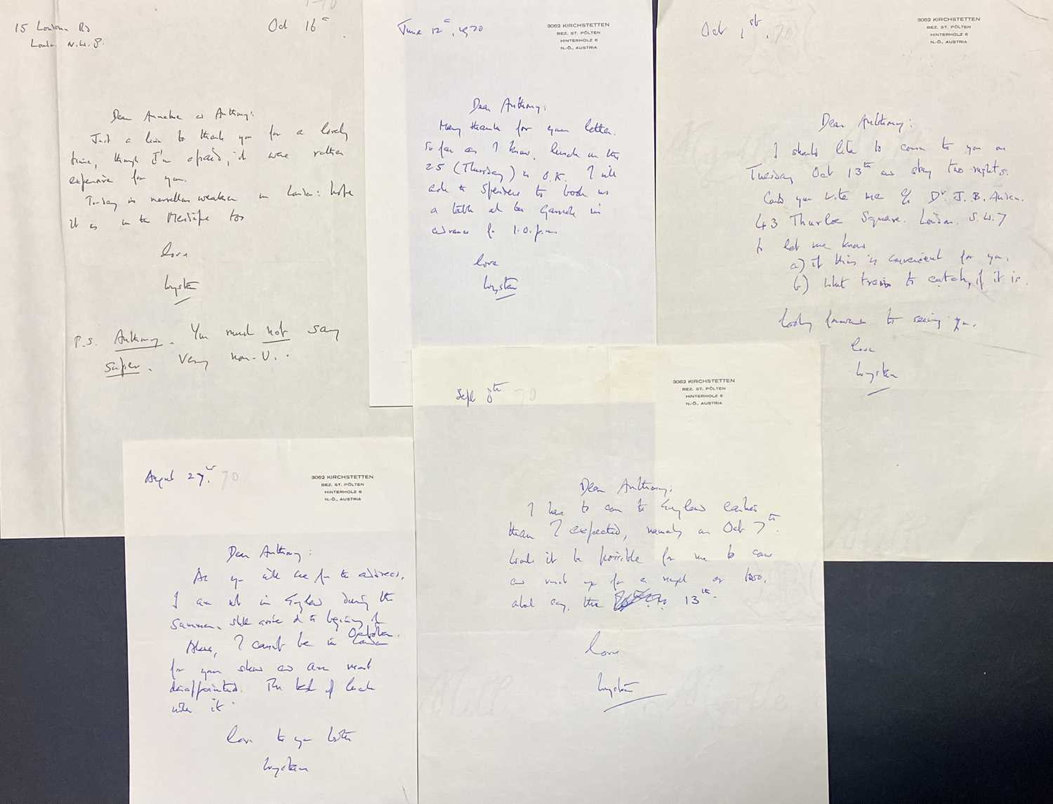 Lot 768 - A group of five Autograph Letters Signed,