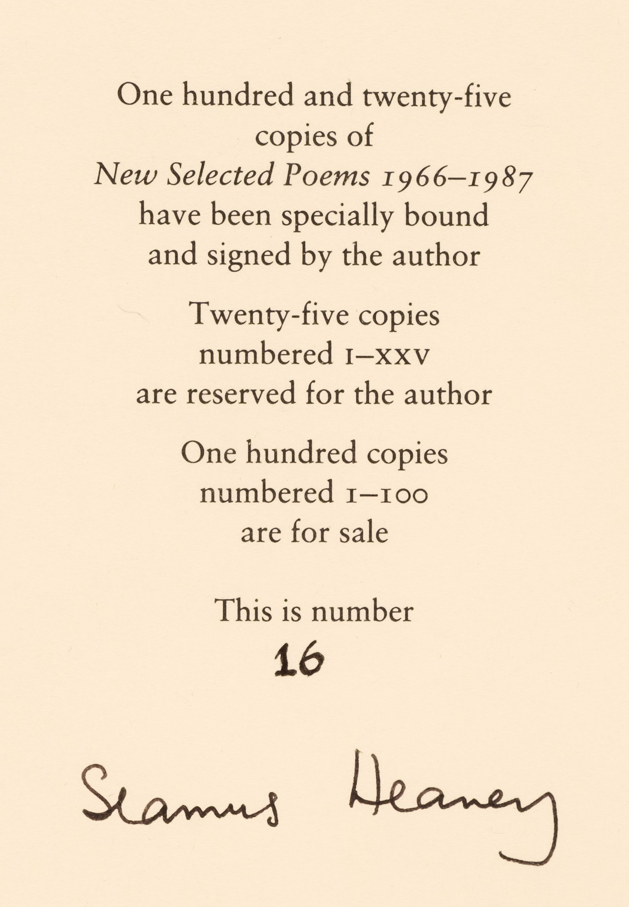 Lot 598 - Heaney (Seamus). New Selected Poems