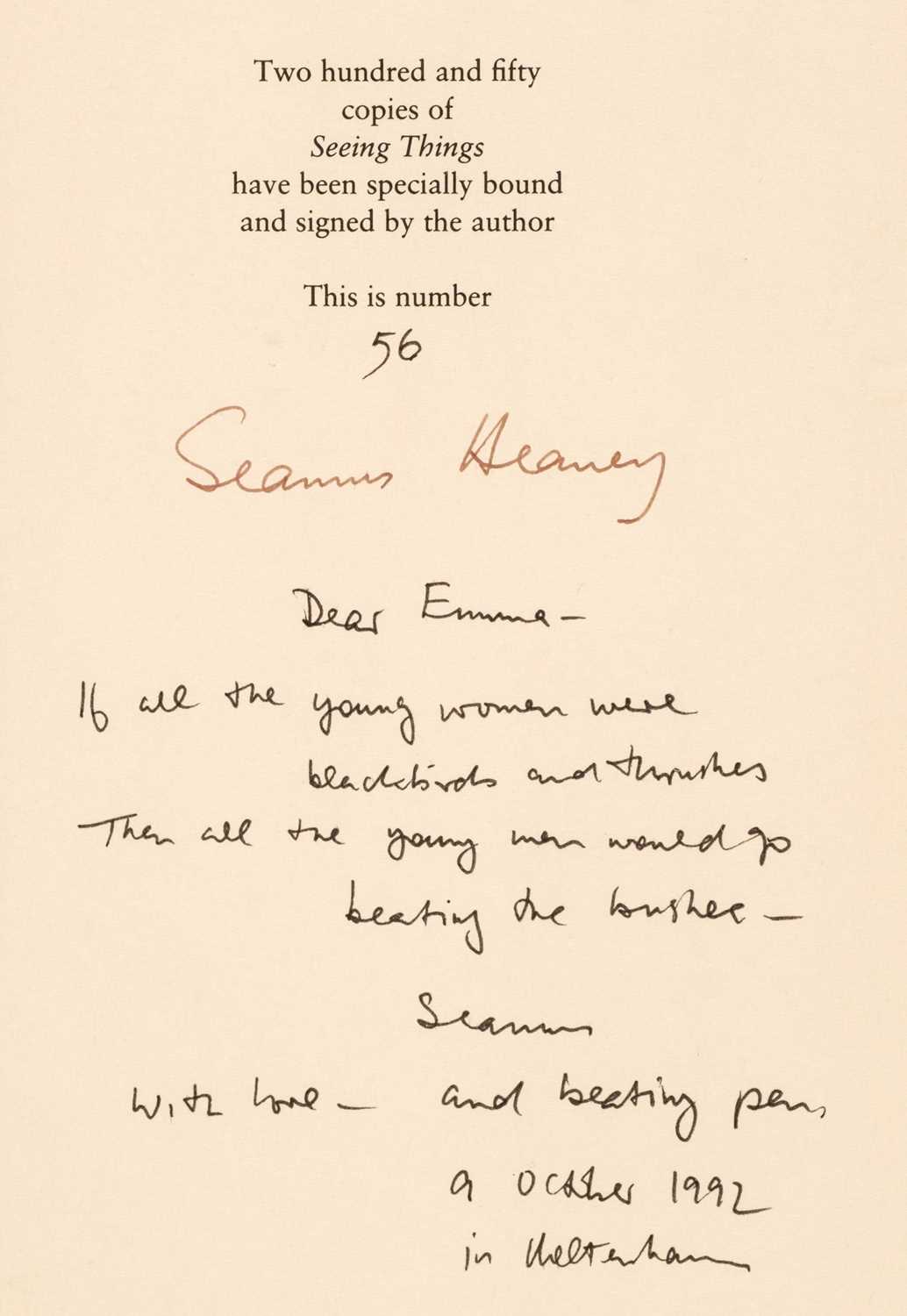 Lot 600 - Heaney (Seamus). Seeing Things, limited