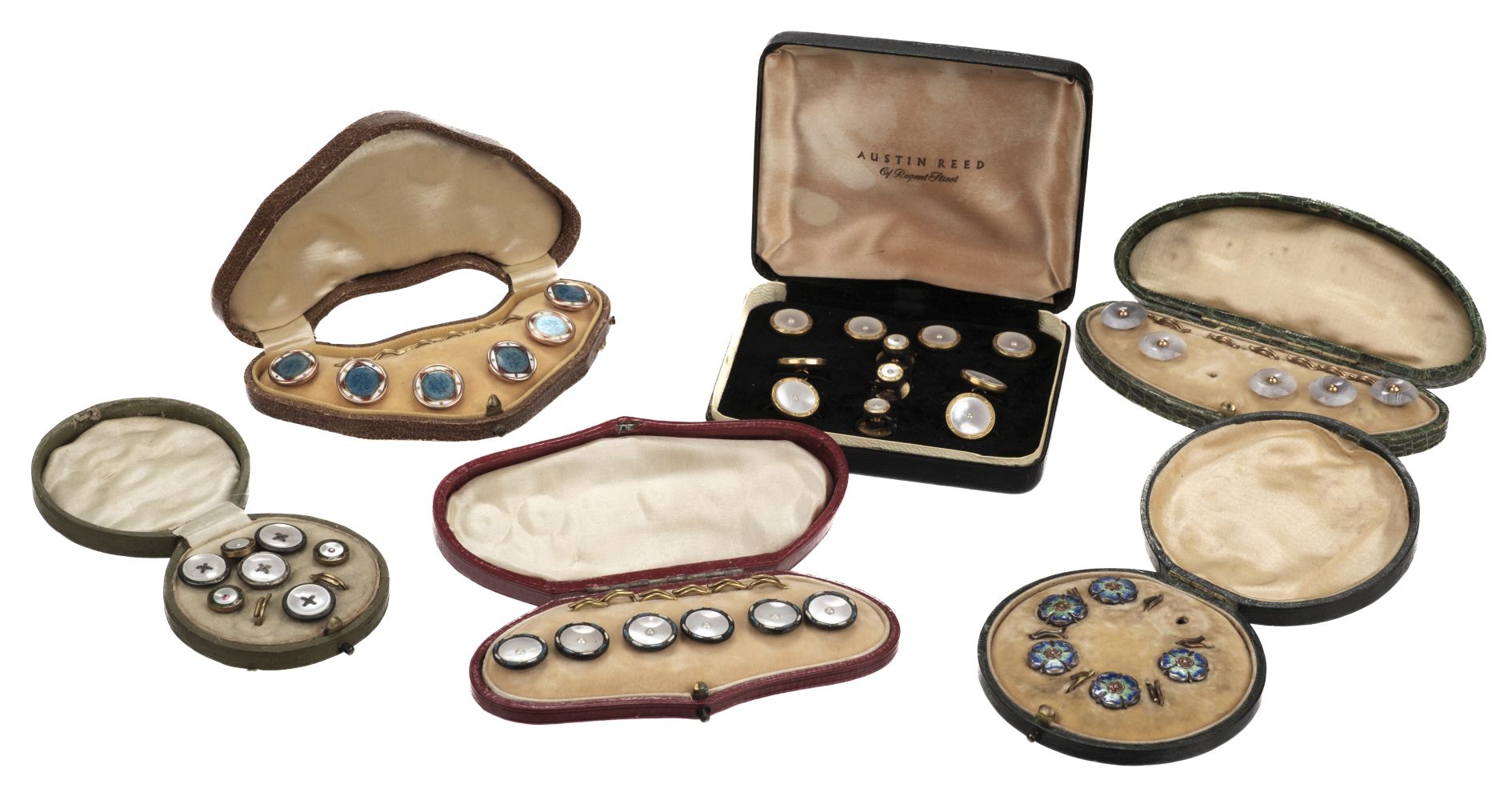 Lot 553 - Button Studs. Various cased button studs
