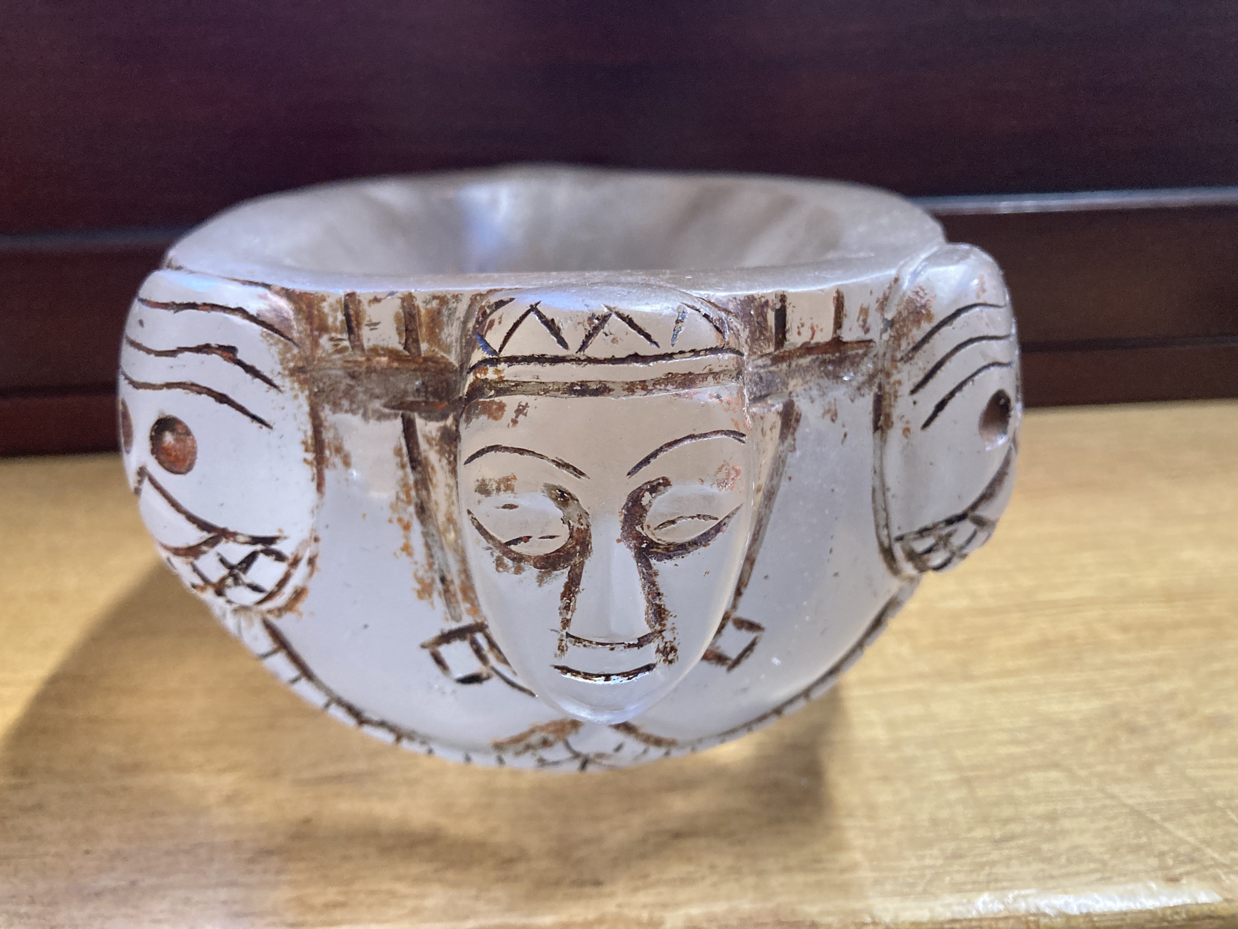 Lot 584 - Tibetan Vessel. A rock crystal skull cap