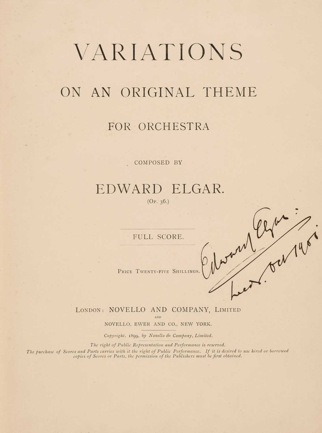Lot 409 - Elgar (Edward). Variations on an Original
