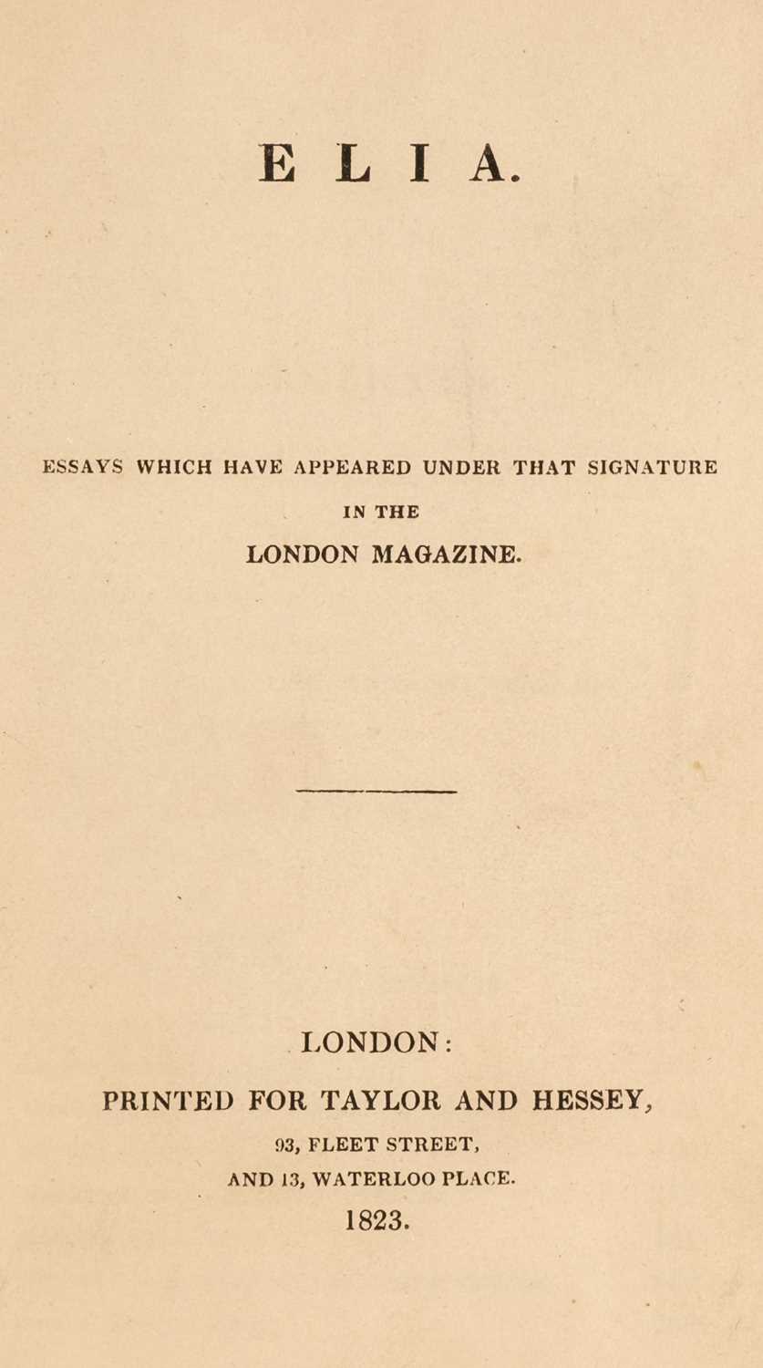 Lot 208 - Lamb (Charles). Elia, 1st edition, 2nd issue,