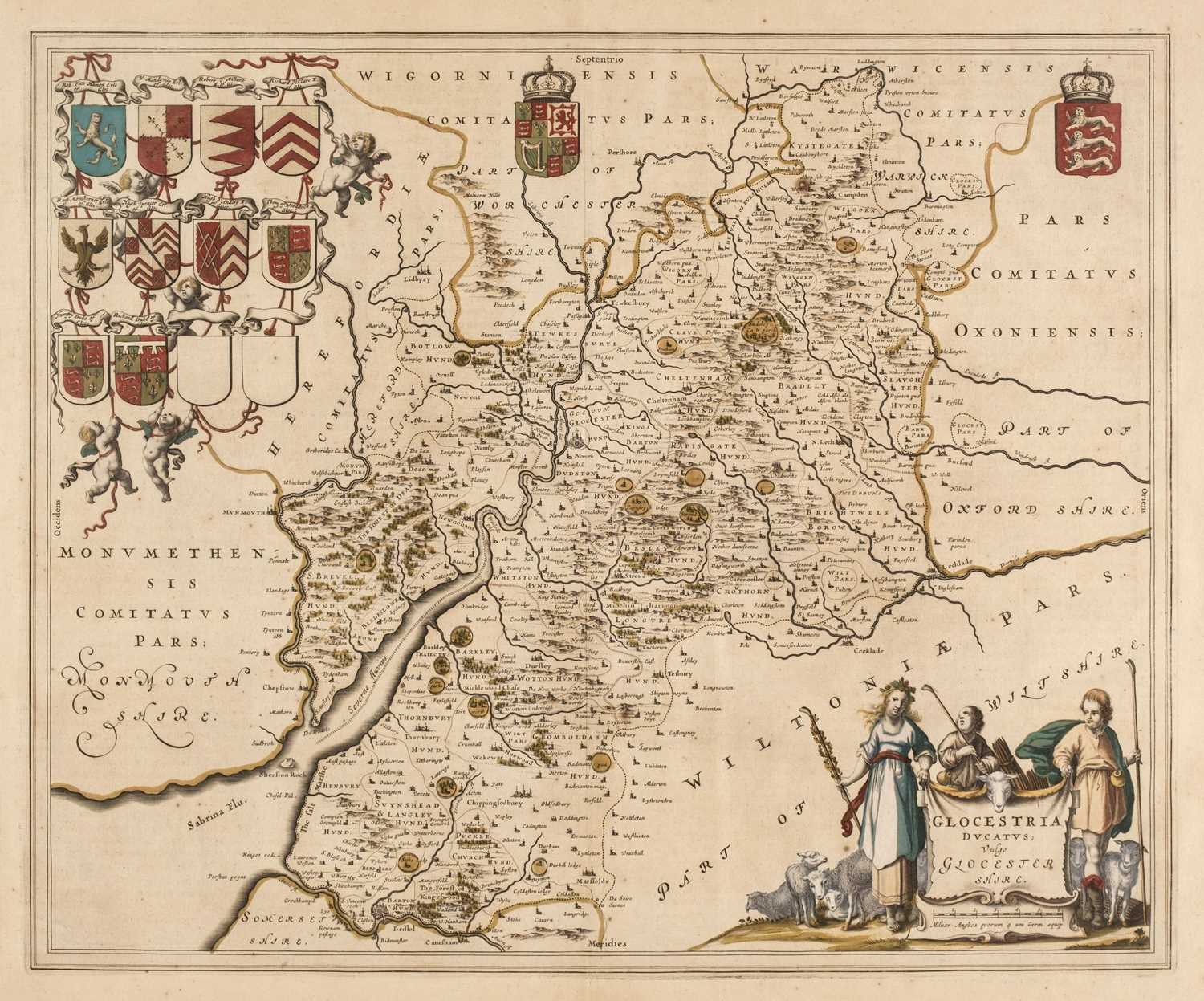 Lot 107 - Blaeu (Johannes). Six county maps, circa