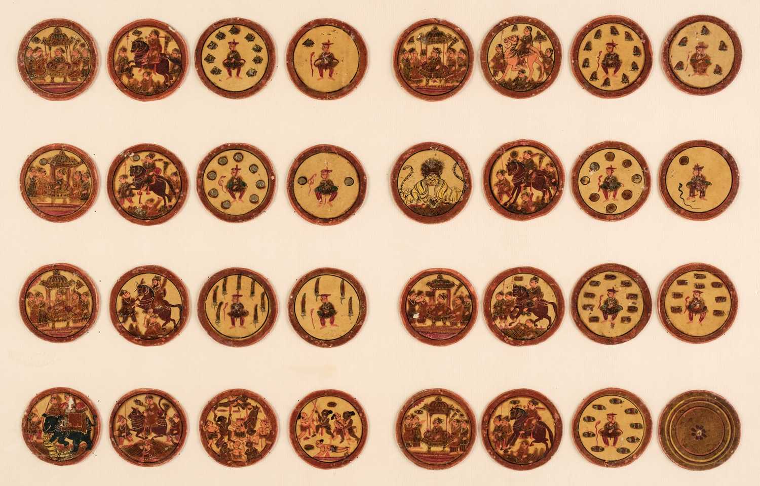 Lot 350 - Indian playing cards. Mogul Ganjifa,