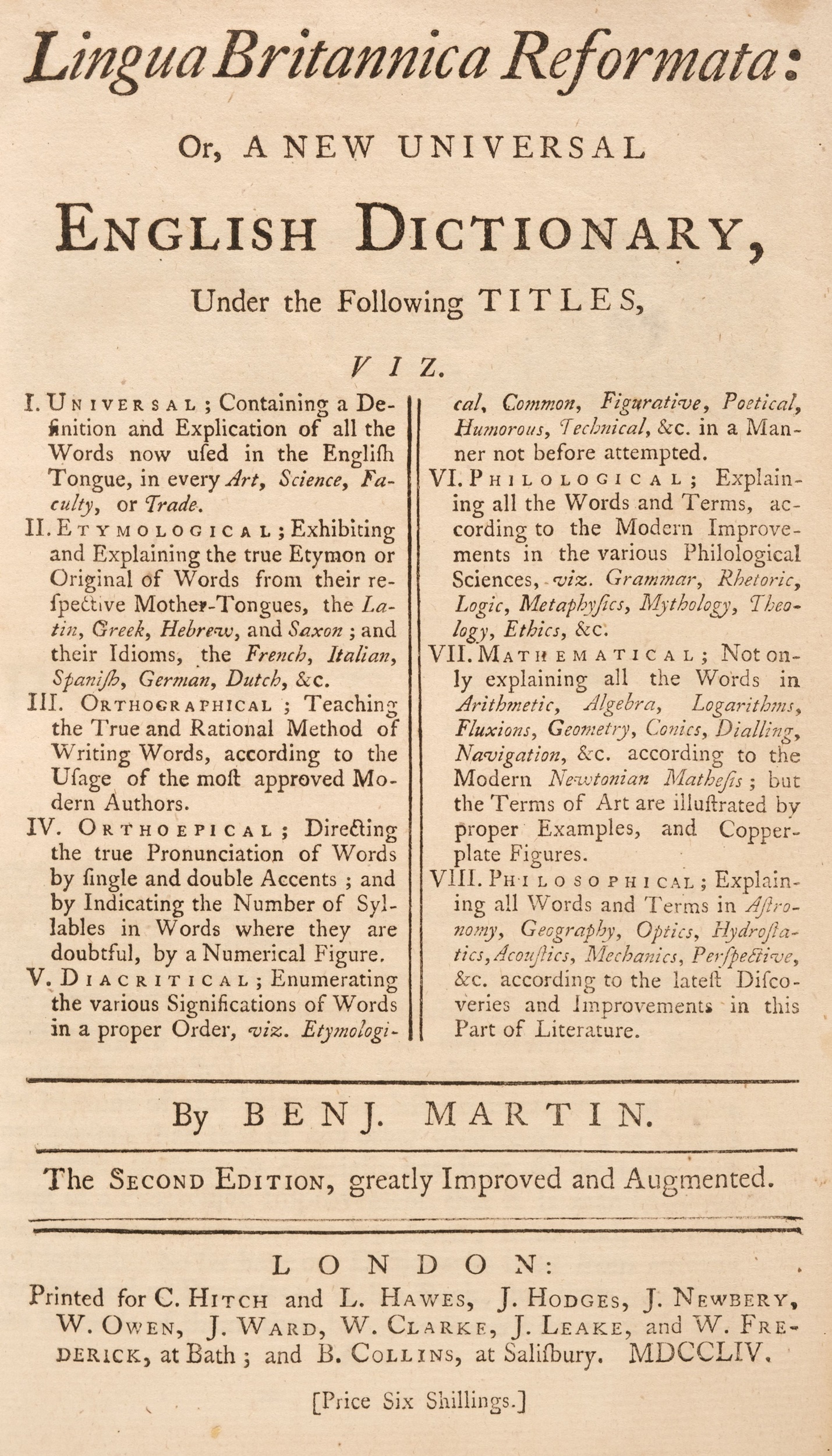 Lot 310 - Martin (Benjamin). Lingua Britannica