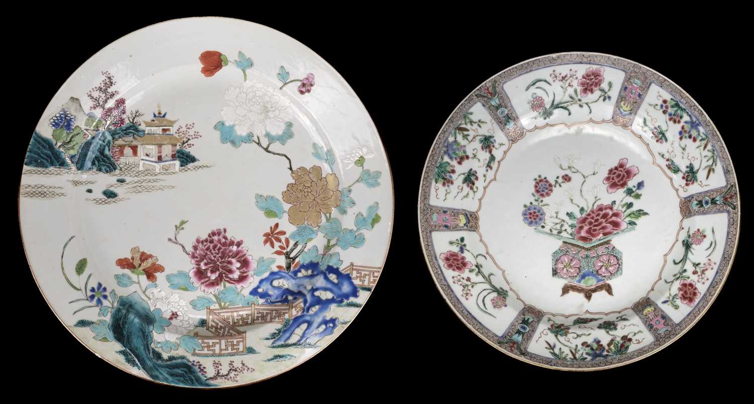 Lot 482 - Charger. Two Chinese famille rose porcelain