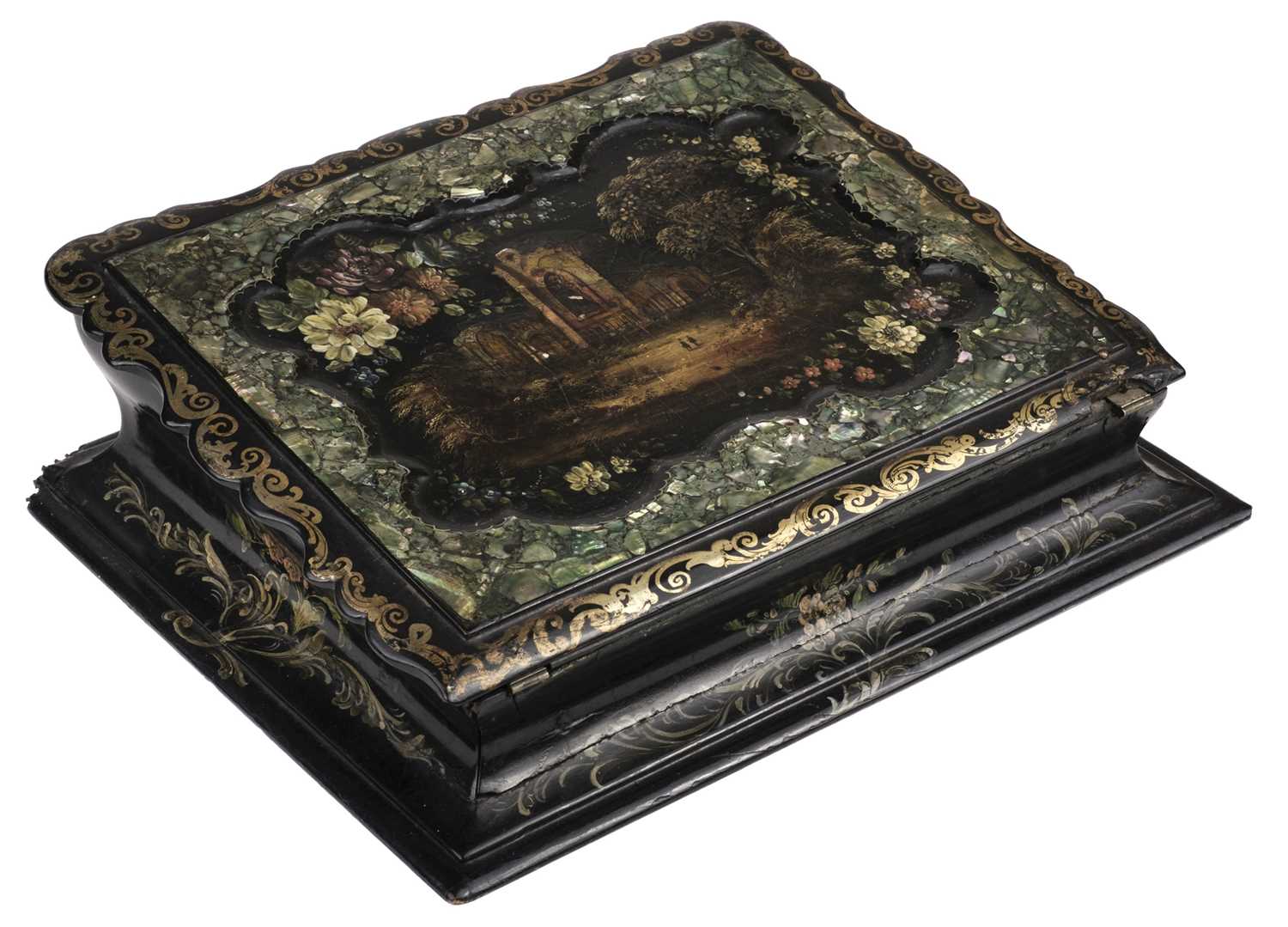 Lot 460 - Writing Slope. A Victorian Papier Mache