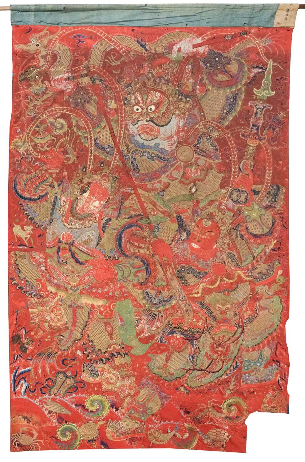 Lot 605 - Tibetan Embroidery. A large needlework panel,