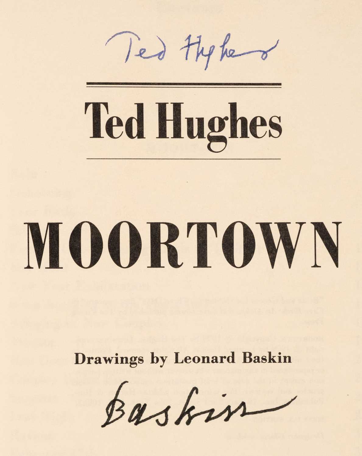 Lot 615 - Hughes (Ted). Moortown, 1st US edition,
