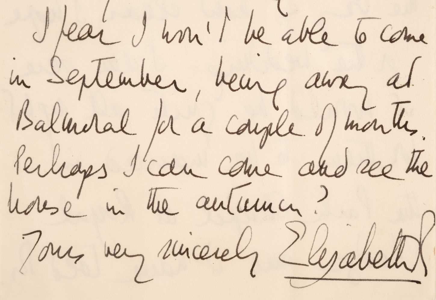 Lot 158 - Elizabeth II (1926-2022). Autograph Letter