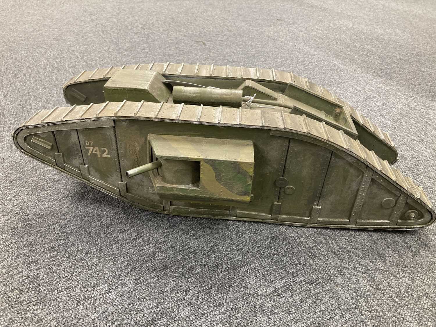 Lot 115 - WWI Tank. A large scratch-built model of a